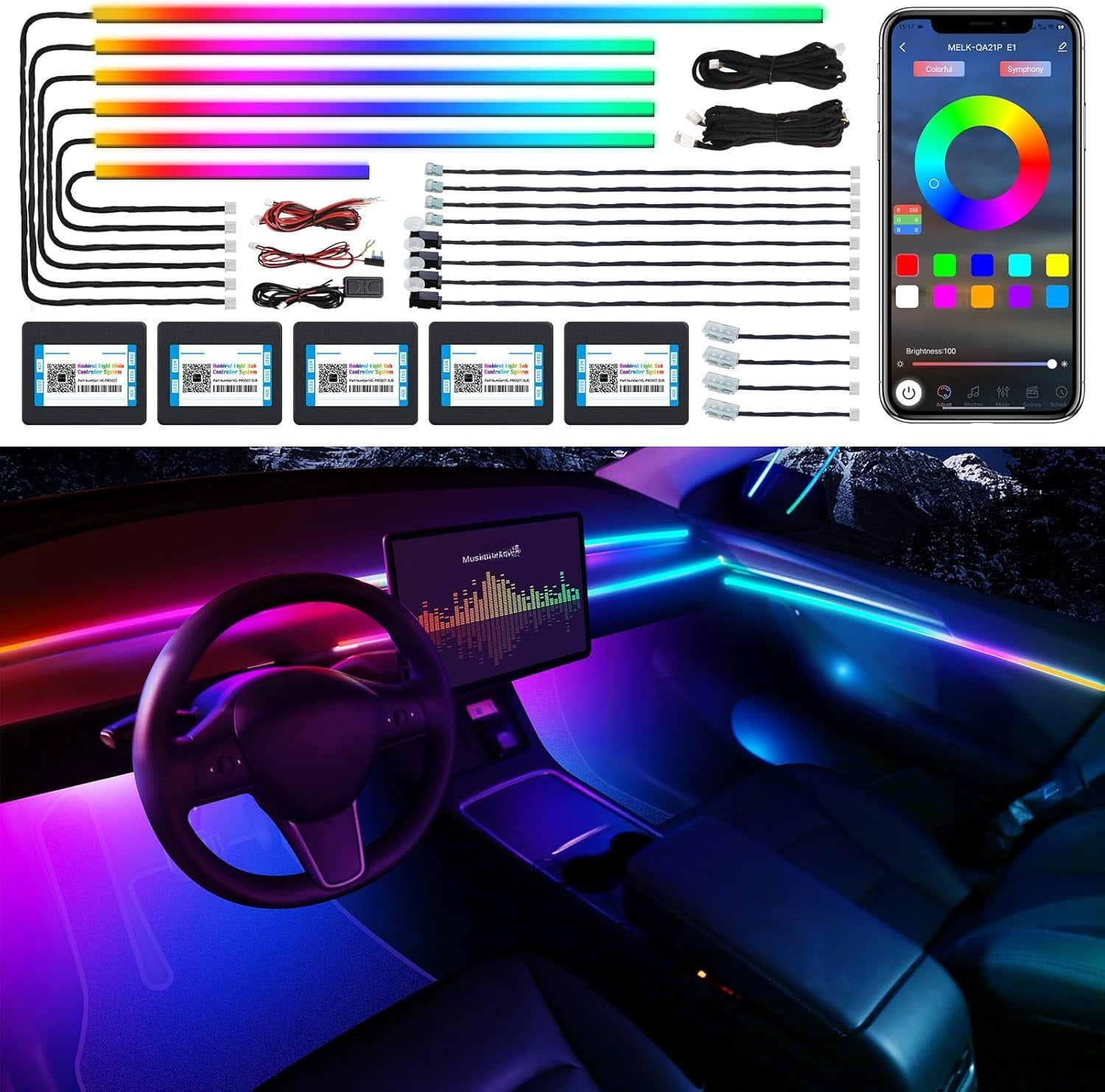 Dreamcolor Interior Strip Light with APP, 18 in 1 with 175 600 LEDs ...