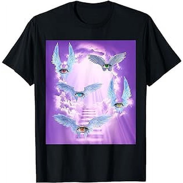 Dreamcore Eyes Flying Angel Wings In Heavenly Pastel Clouds T-Shirt ...