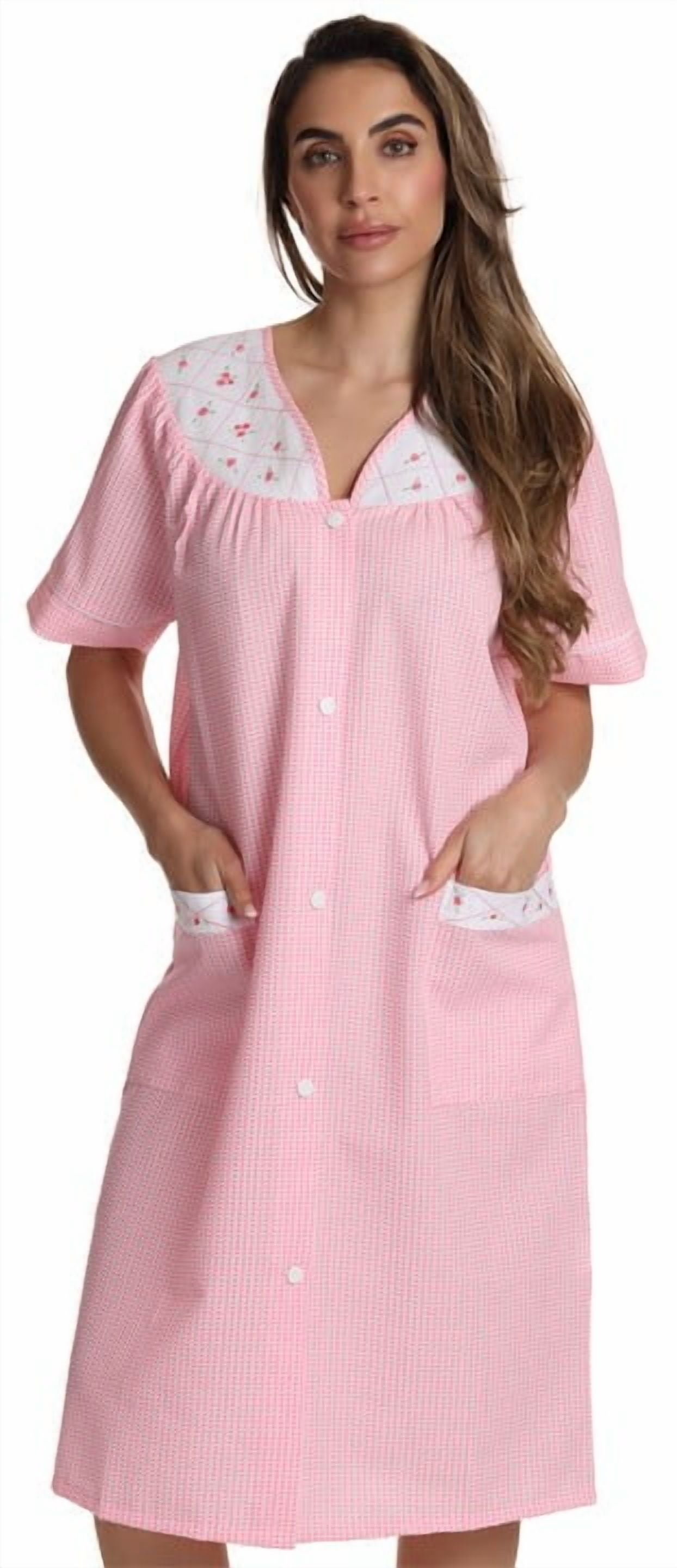 Dreamcrest Plus Size Snap Housecoat, Short Sleeve Button Front Duster ...