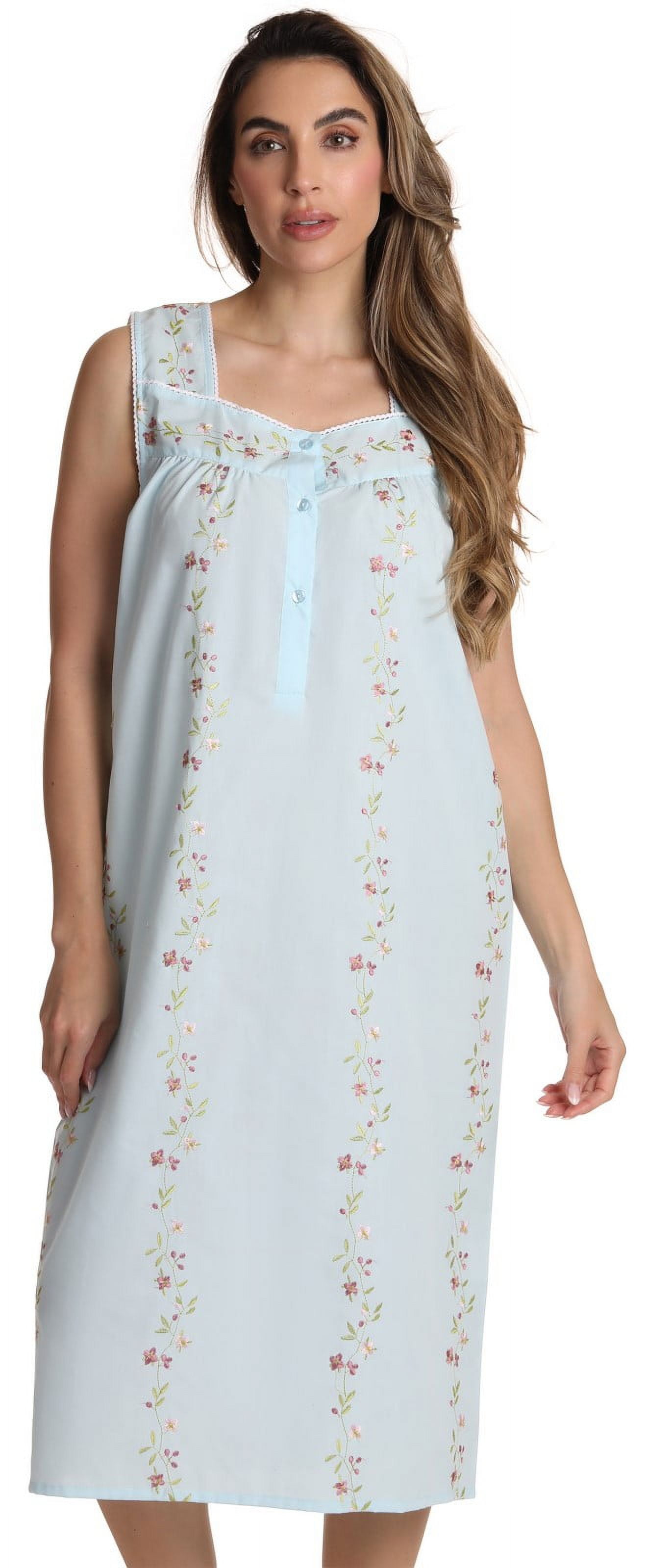 Dreamcrest Sleeveless Seersucker Gowns 6510-BLU-M - Walmart.com