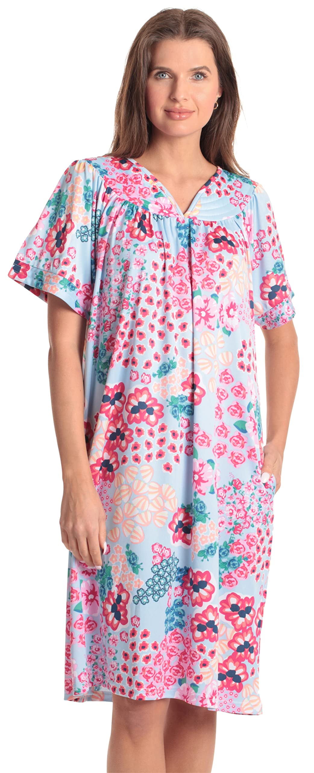 Dreamcrest Women Lounge House Dress Short Sleeve Nightgown Sleep Dress ...