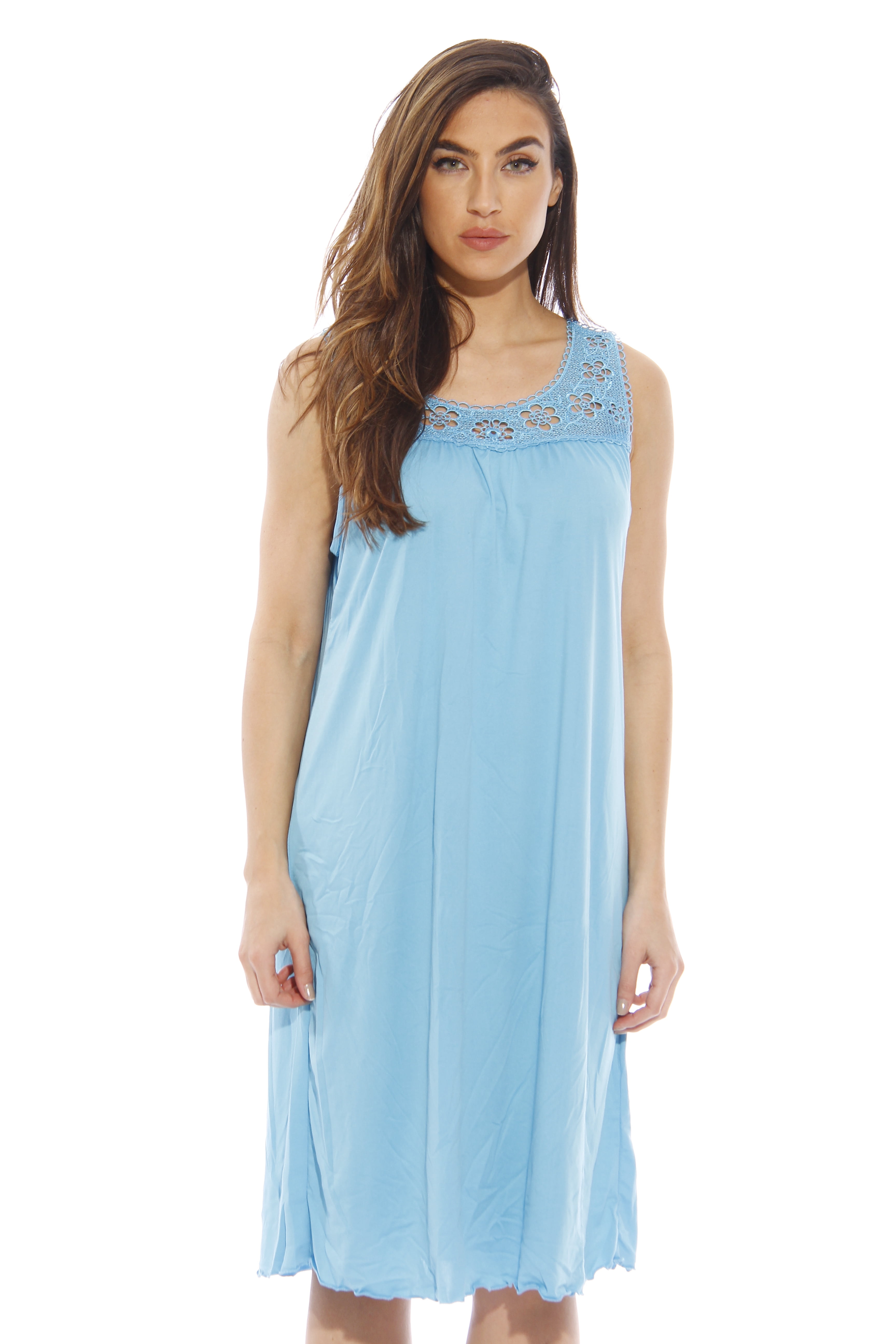 Dreamcrest Women's Silky Soft Nightgown - Crochet Trim Sleep Dress ...