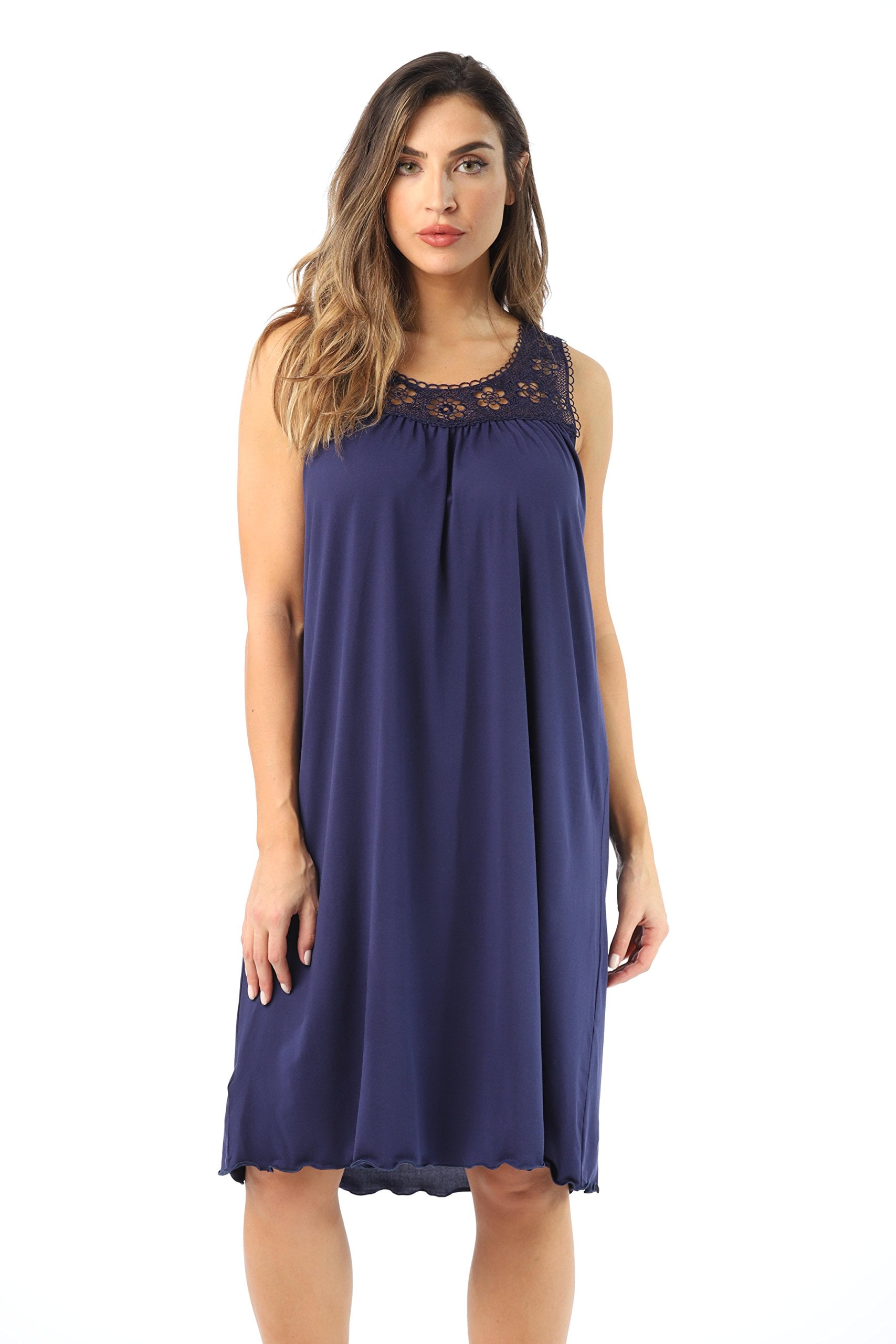 Dreamcrest Women's Plus Size Silky Soft Nightgown - Elegant Crochet ...
