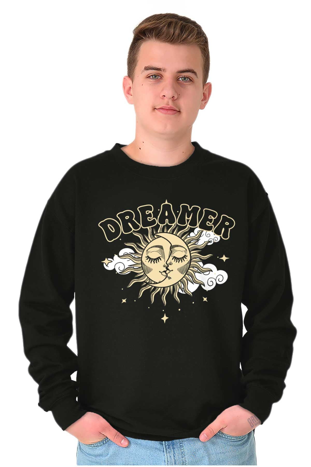 Dreamer Celestial Sun Moon Face Sweatshirt for Men or Women Brisco ...