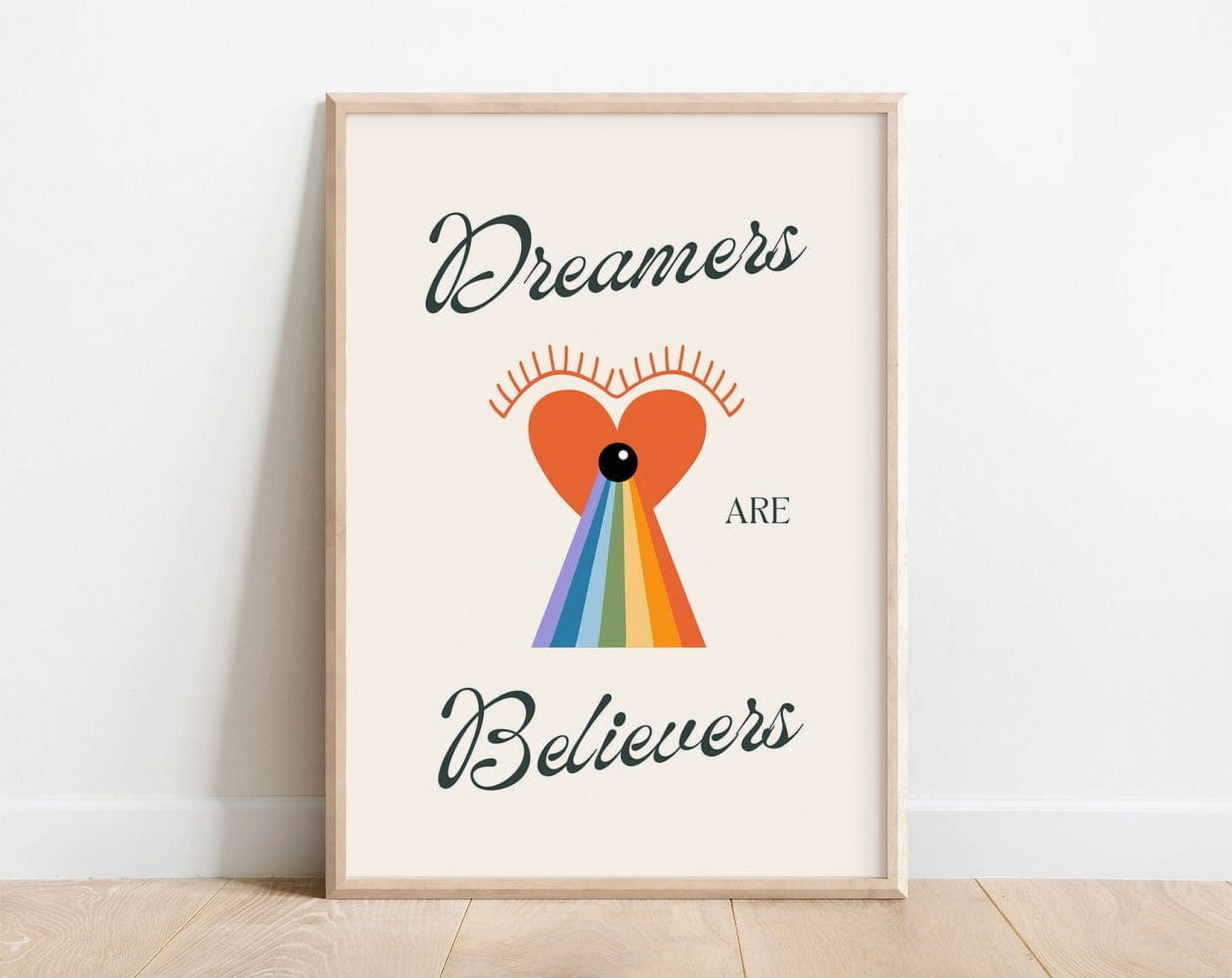 Dreamers Art Print, Kids Wall Art, Rainbow Playroom Poster, Colorful ...