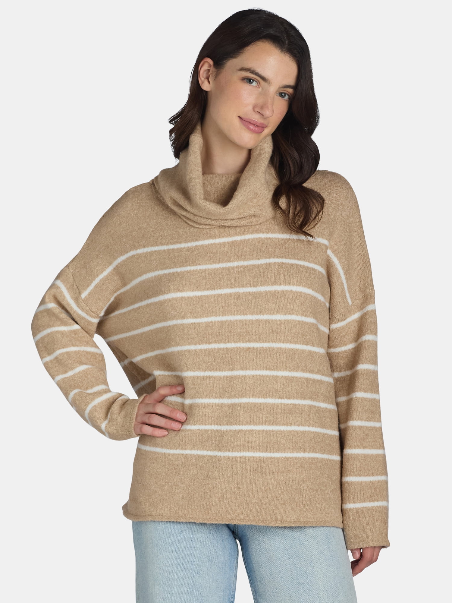 Dreamers by Debut Women’s Cowl Neck Sweater with Long Sleeves ...