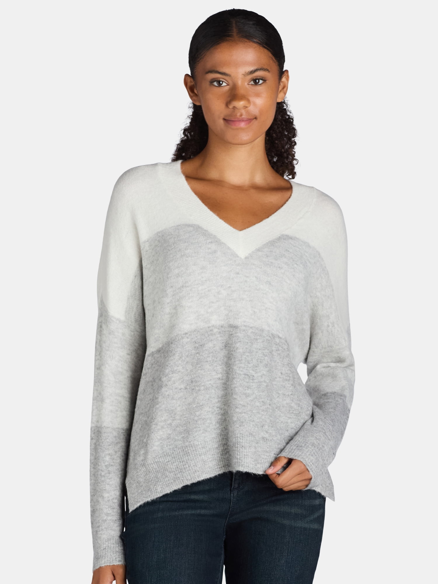 Dreamers by Debut Women’s Oversized V-Neck Sweater with Long Sleeves ...