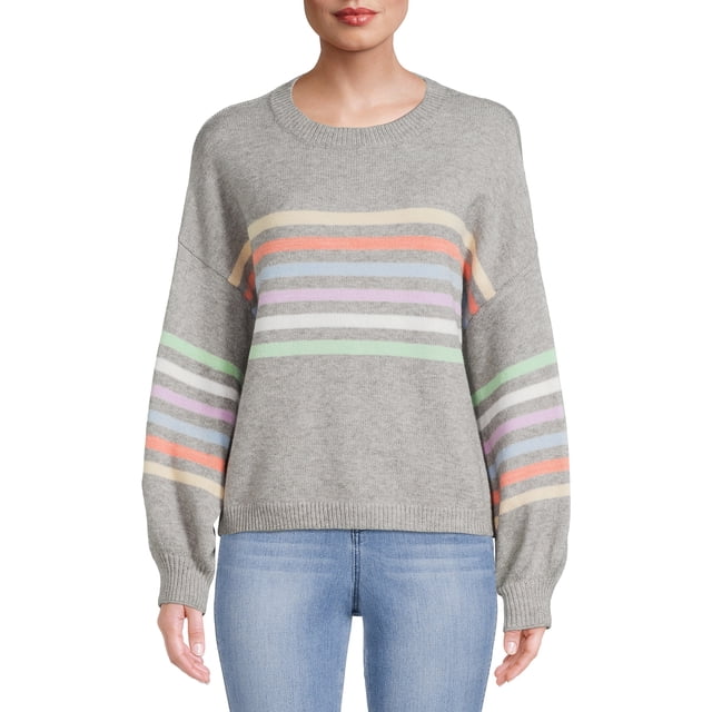 Dreamers by Debut Women's Striped Sweater with Puff Sleeves - Walmart.com