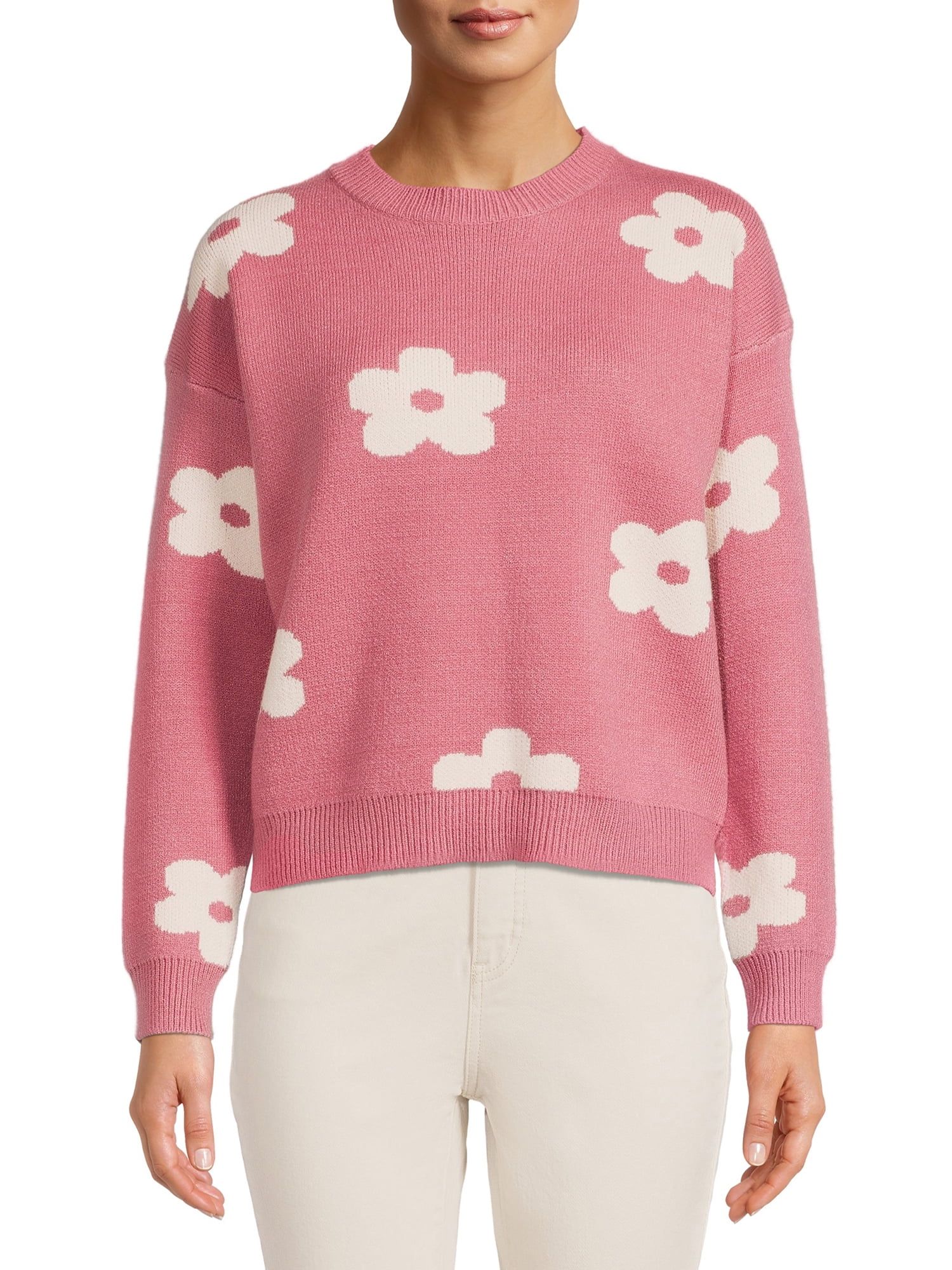 Dreamers by Debut Womens Print Pullover Long Sleeve Sweater - Walmart.com