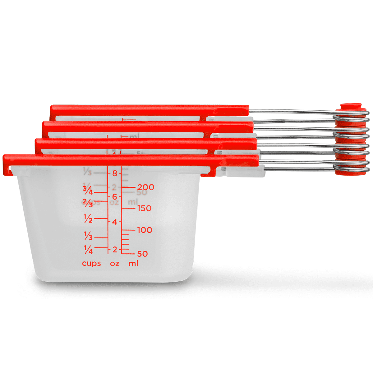 Dreamfarm Levups Measuring Cups with Built-in Leveler | Clear & Red ...