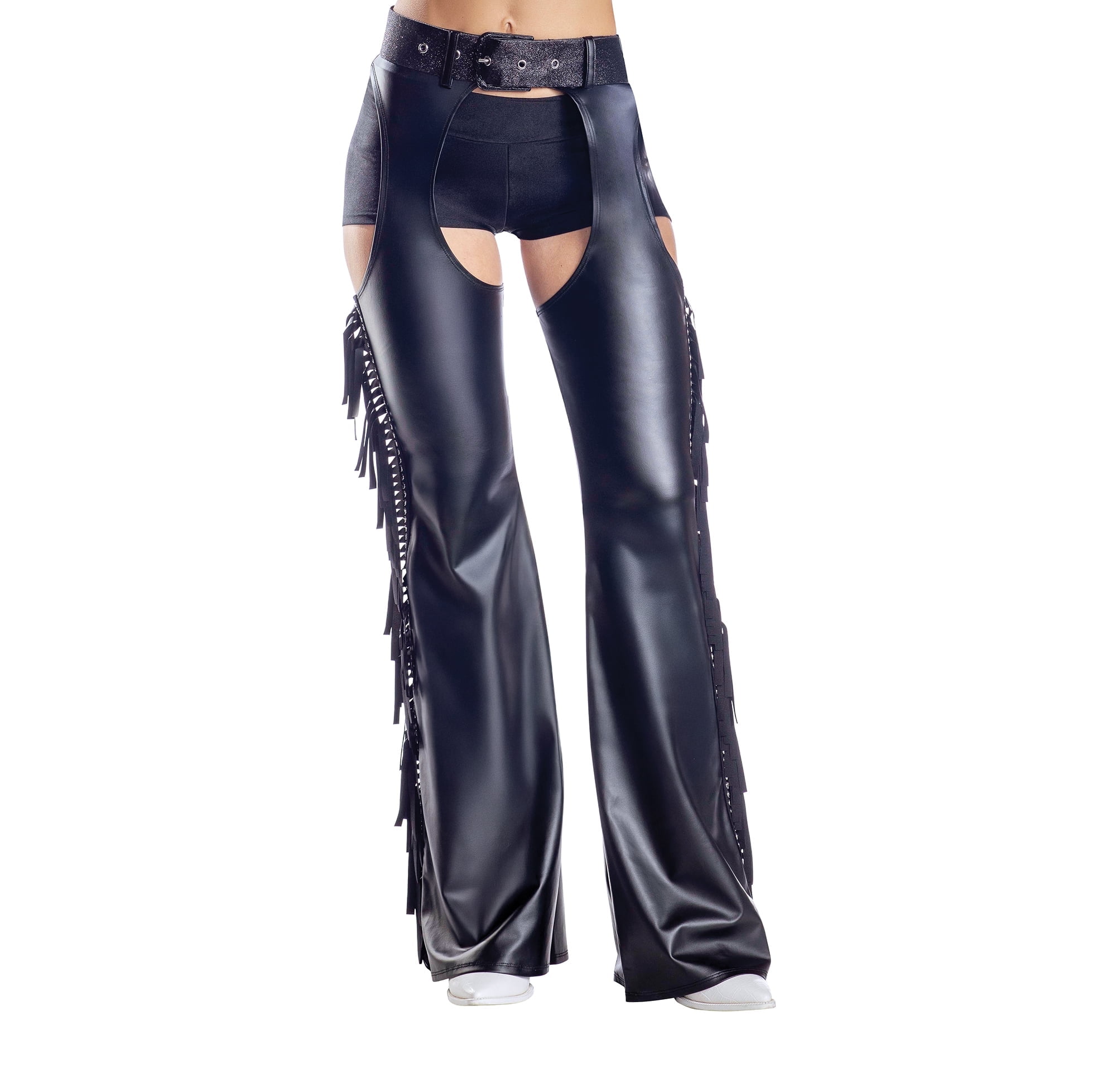 Dreamgirl Black Fringe Chaps with Glitter Belt – Western Costume ...