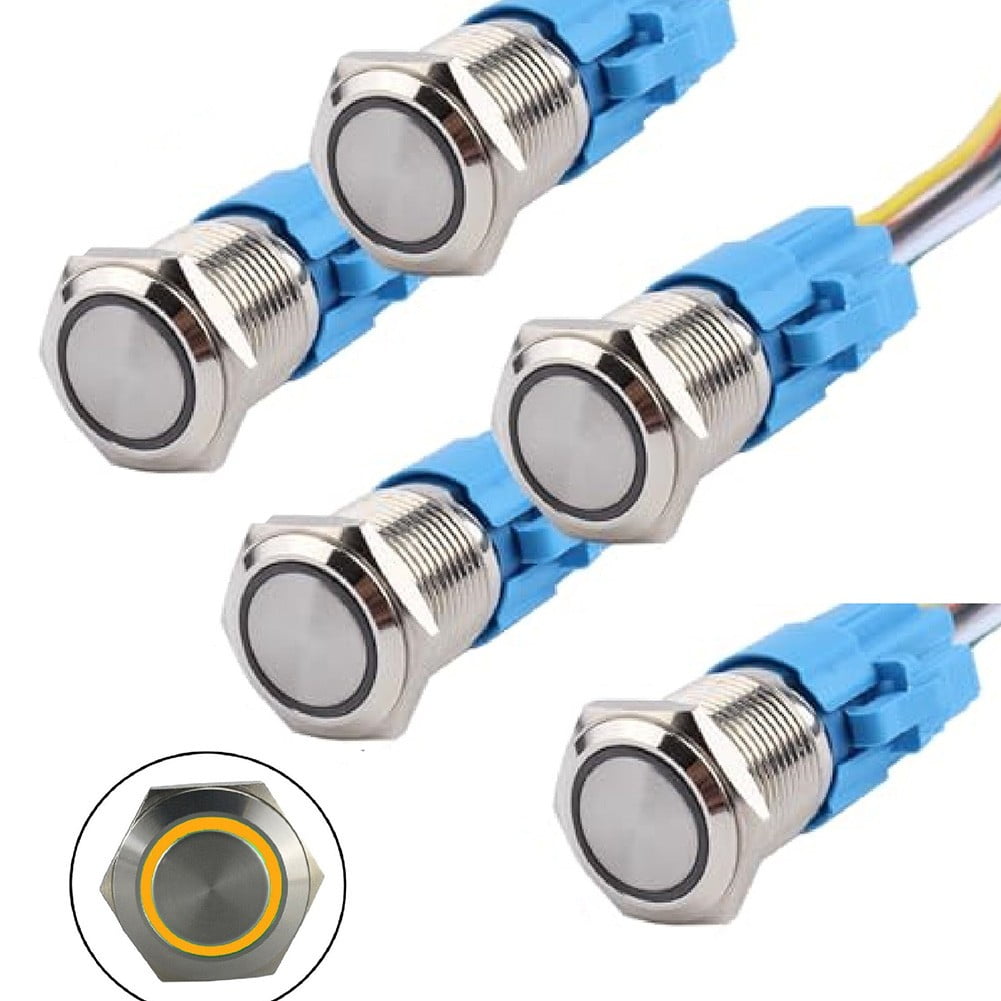Dreamhall 5Pcs 16Mm Metal Momentary Push Button Switch 12V-24V On-off ...