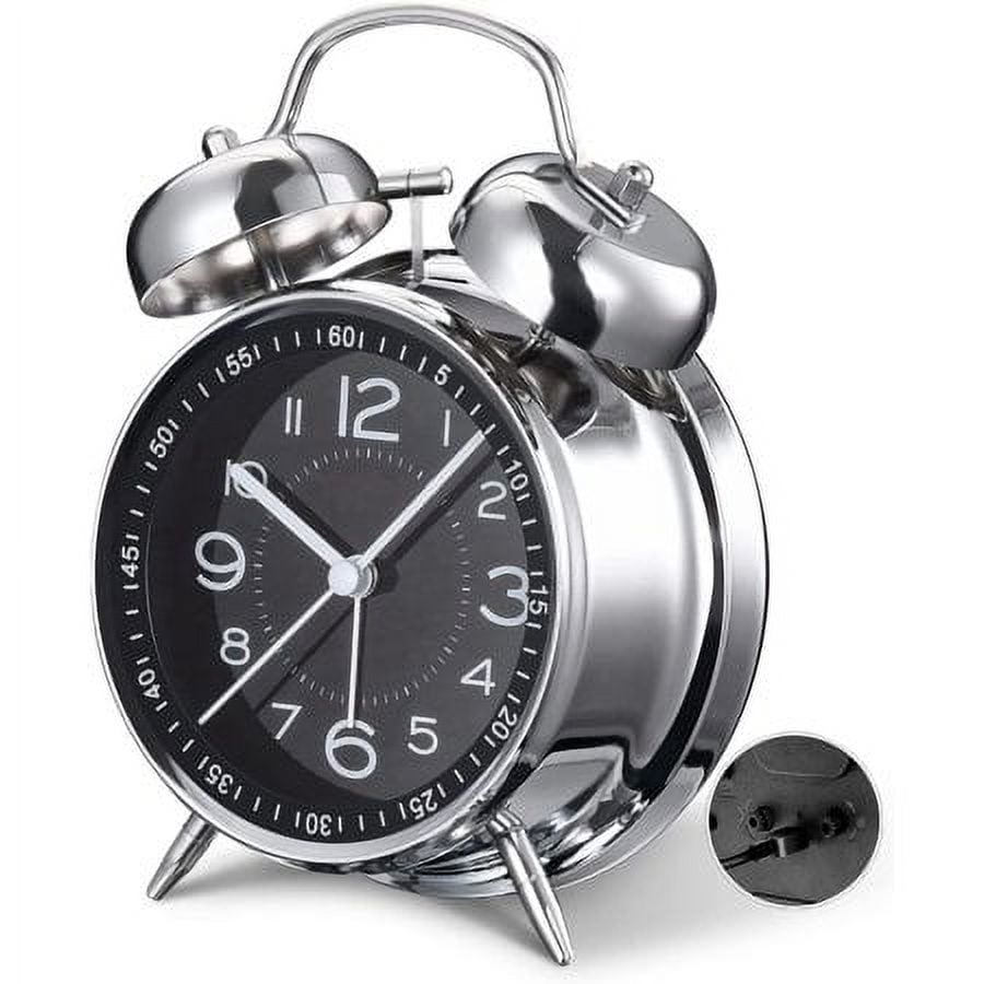 Dreamhall Alarm Clock, 4" Twin Bell Vintage Silent Non-Ticking Extra ...