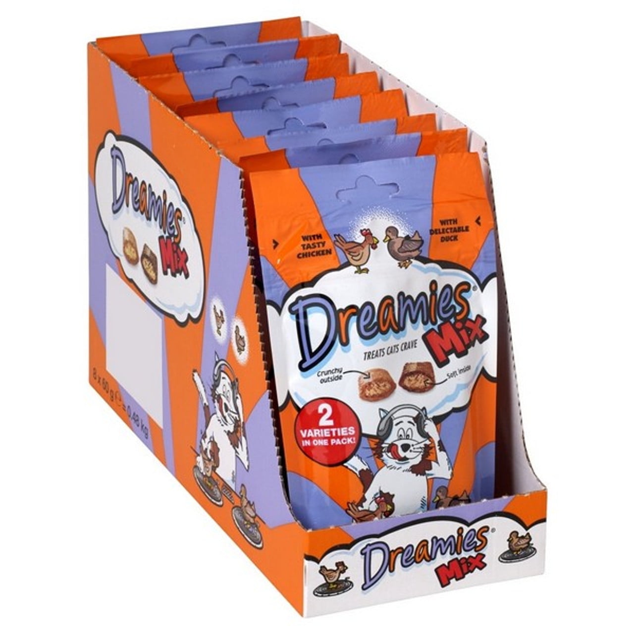 Dreamies Chicken and Duck Cat Food 60g 1 Case - Walmart.com