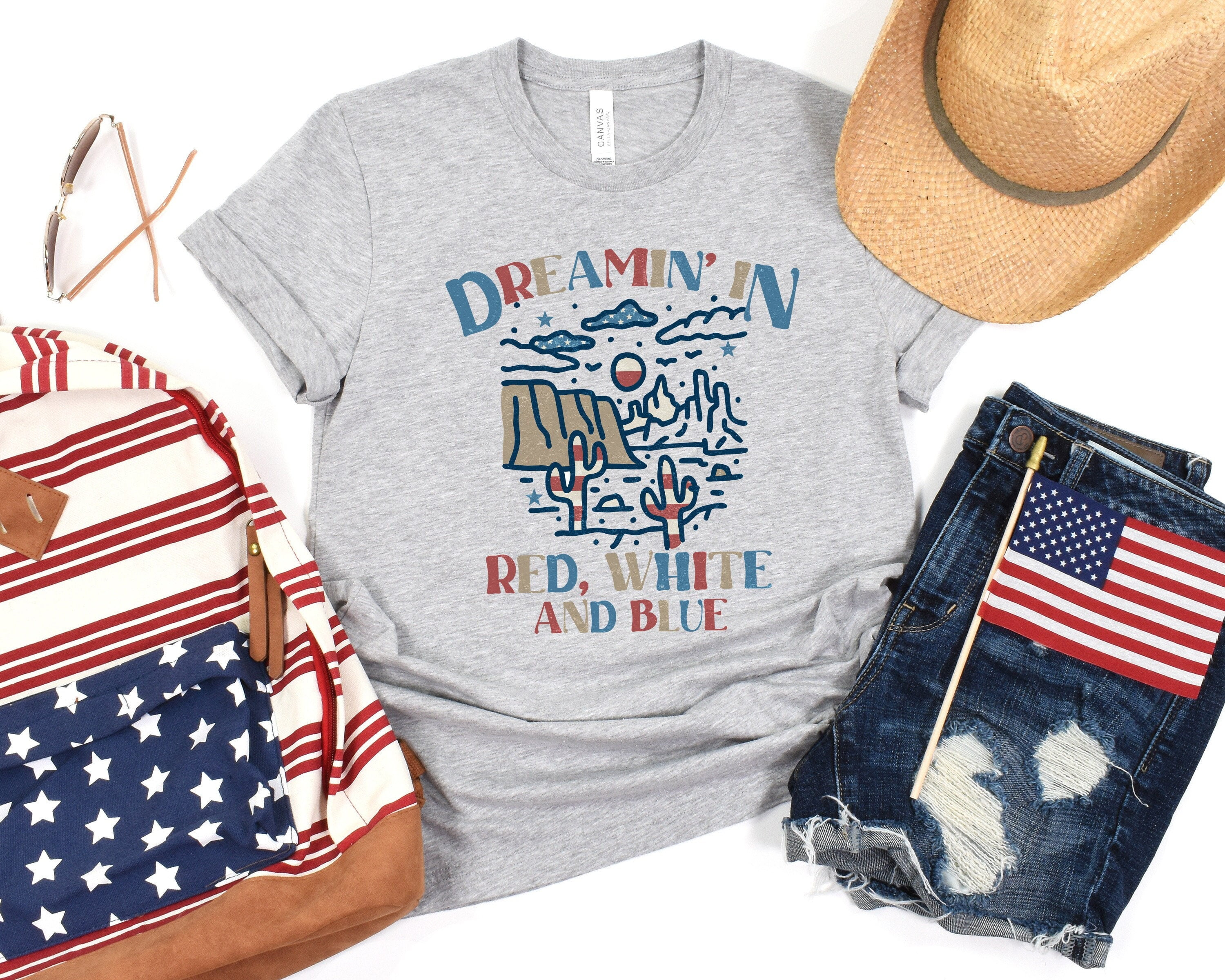 Dreamin In Red White And Blue Aesthetic Patriotic Shirt Stars and ...