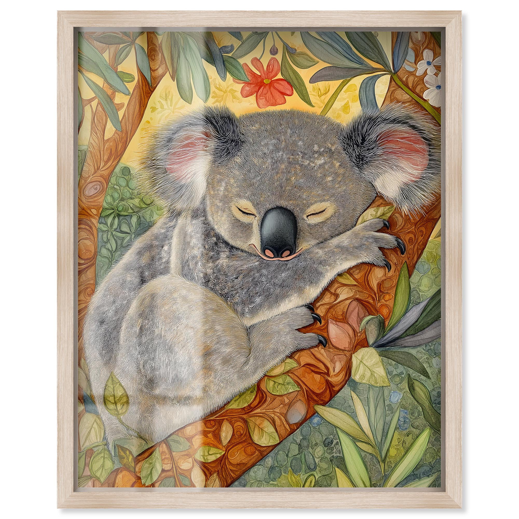 Dreaming Koala Shadowbox Print Zoo Art by Art Remedy, Blonde Frame, 30 ...