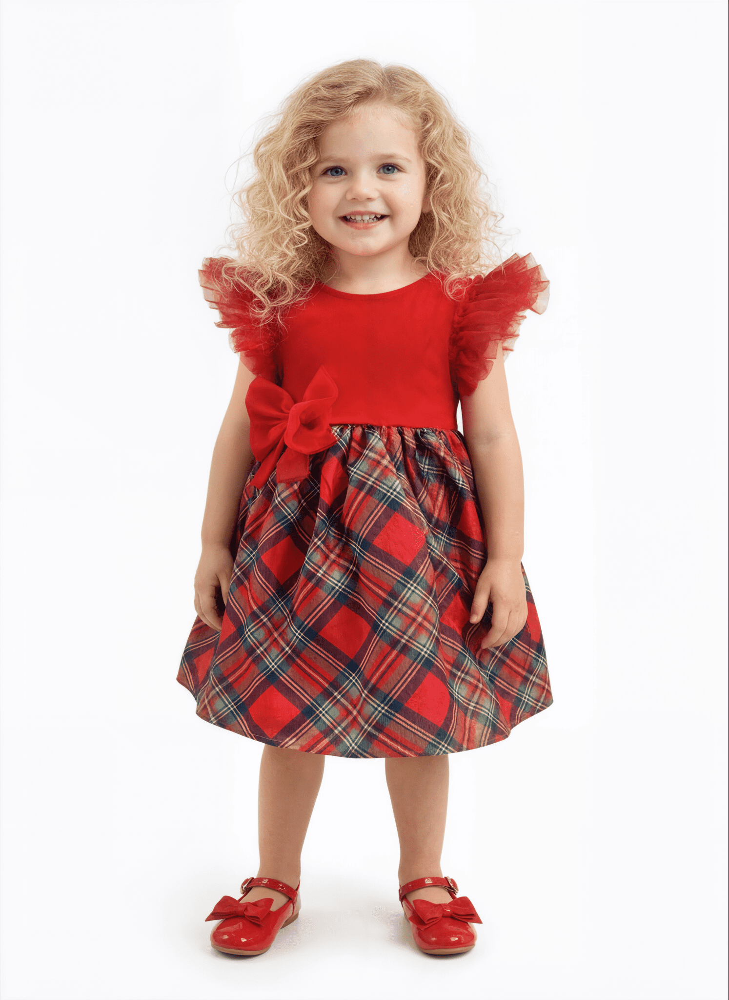 Dreaming of Lucy Toddler Girls Plaid Dress with Flutter Sleeves, Sizes ...