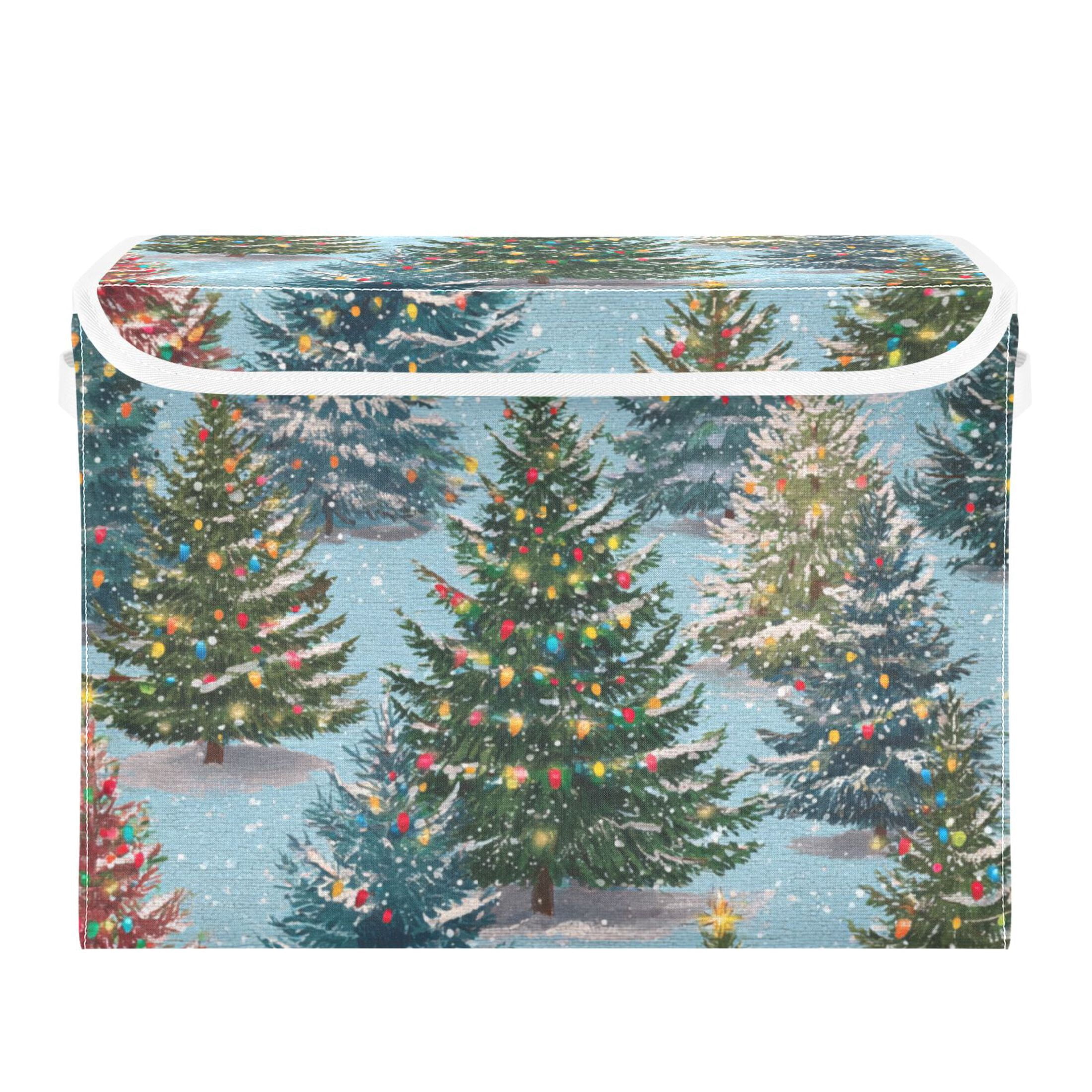 Dreamlike Cute Christmas Trees Snowy Day Foldable Storage Bins with ...
