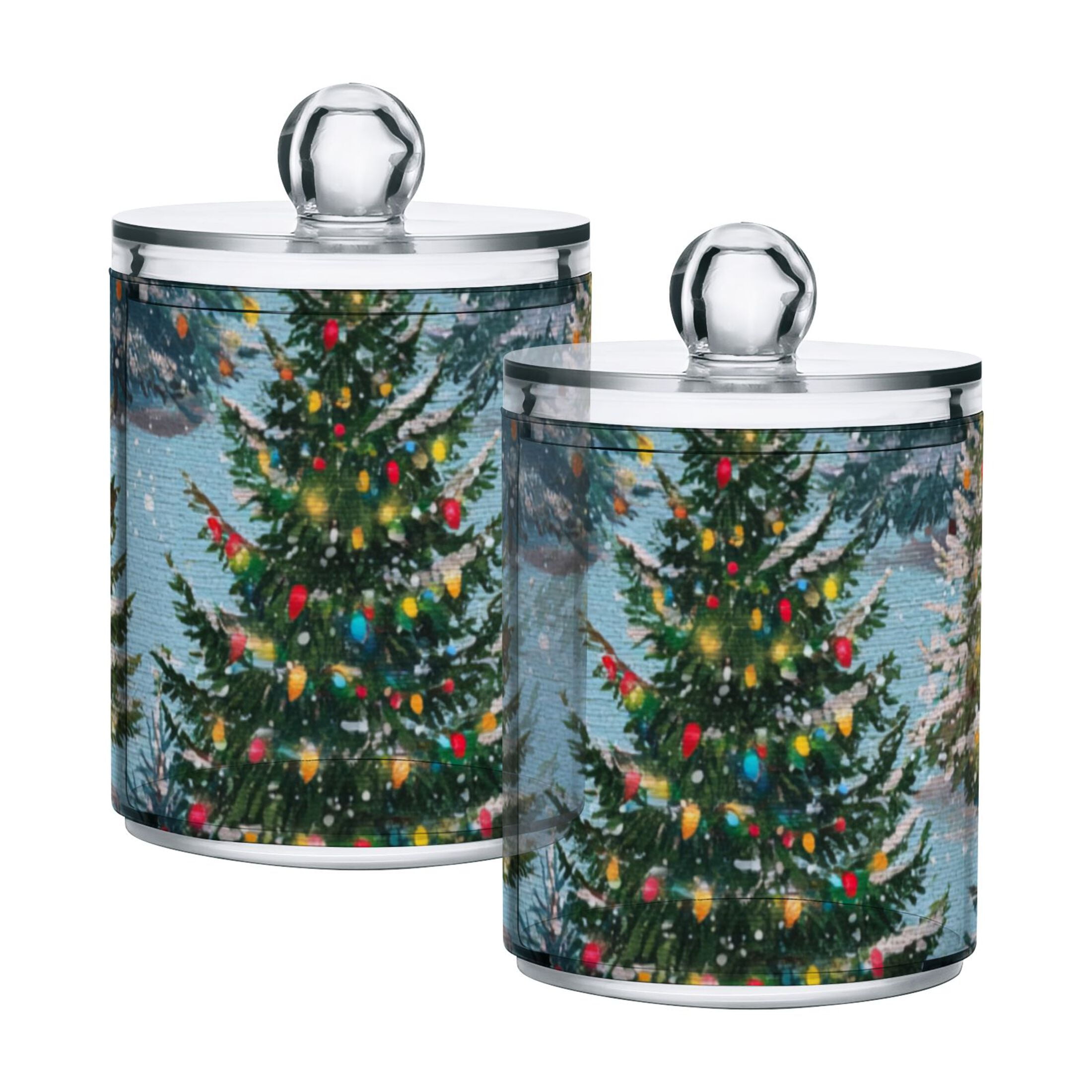 Dreamlike Cute Christmas Trees Snowy Day Translucent Plastic Cans ...