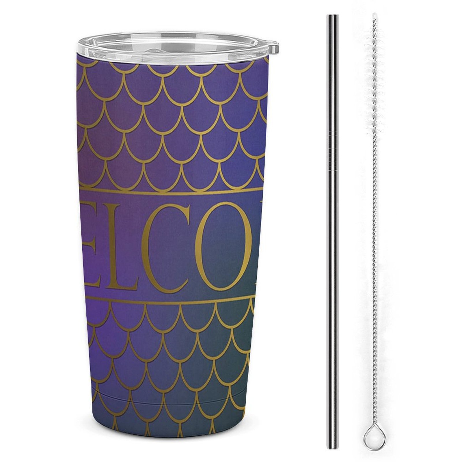 Dreamlike Mermaid Geometric Fish Scales 20oz Tumbler with Straw ...