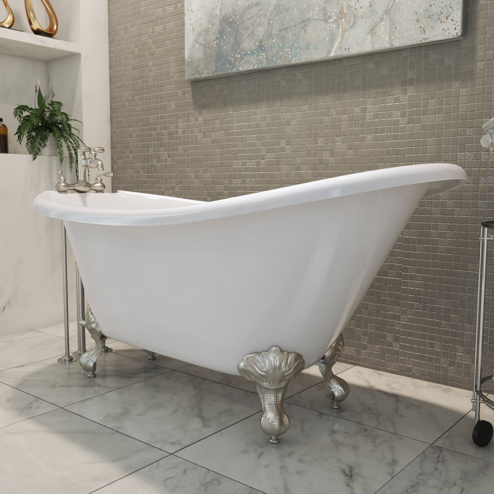 Dreamline Btac6228ffxxf Atlantic 61" Free Standing Acrylic Soaking Tub ...
