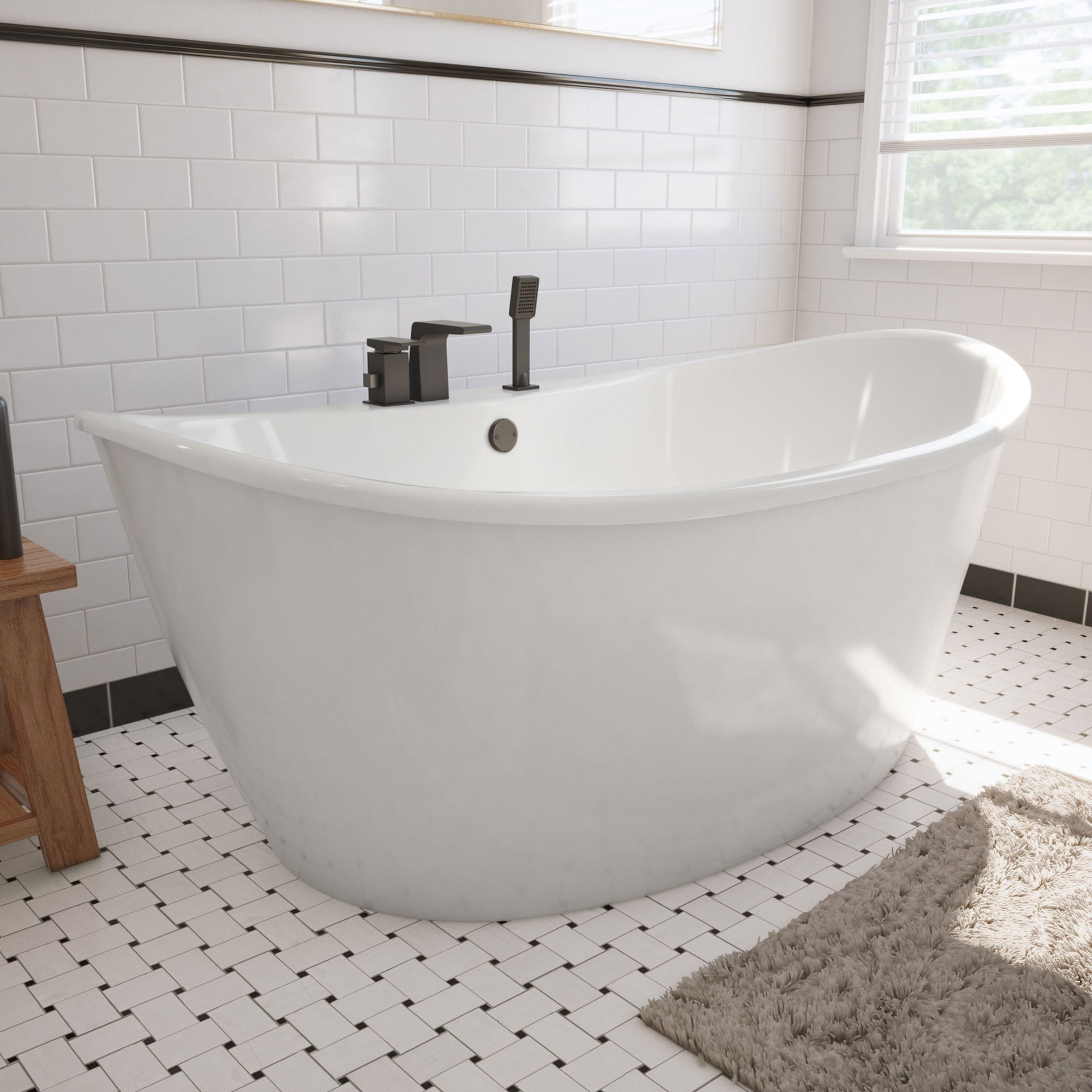 "Dreamline Caspian 66"" Modern Freestanding Acrylic Soaking Bathtub ...