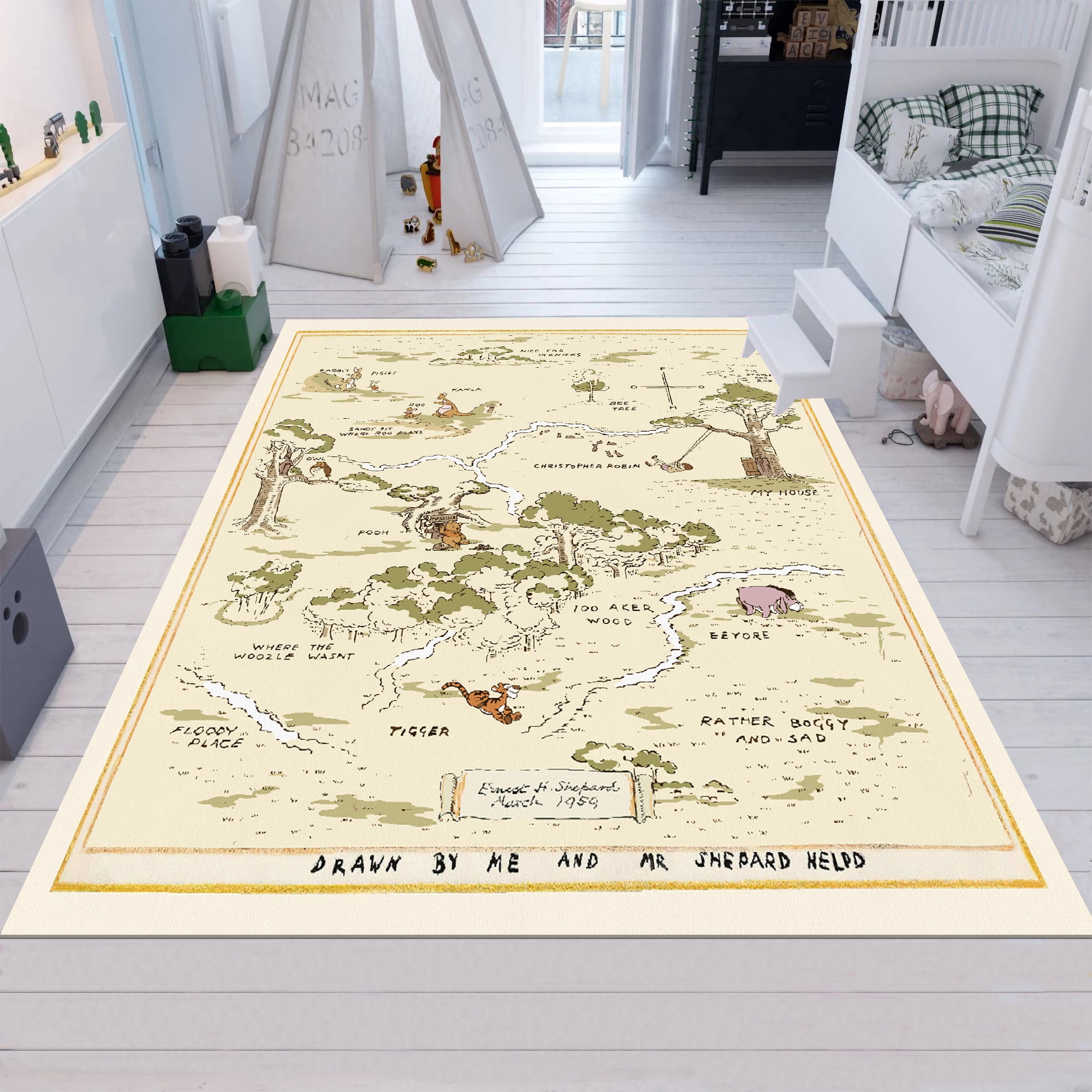 Dreammotif 100 Acre Wood Map Rug, 100 Acre Wood Map Home Decor ...