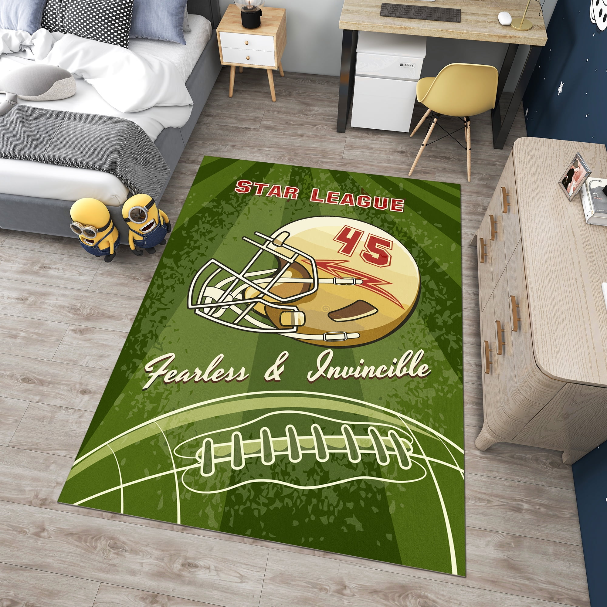 Dreammotif American Football Helmet Rug, Modern Area Rug, Game Room ...