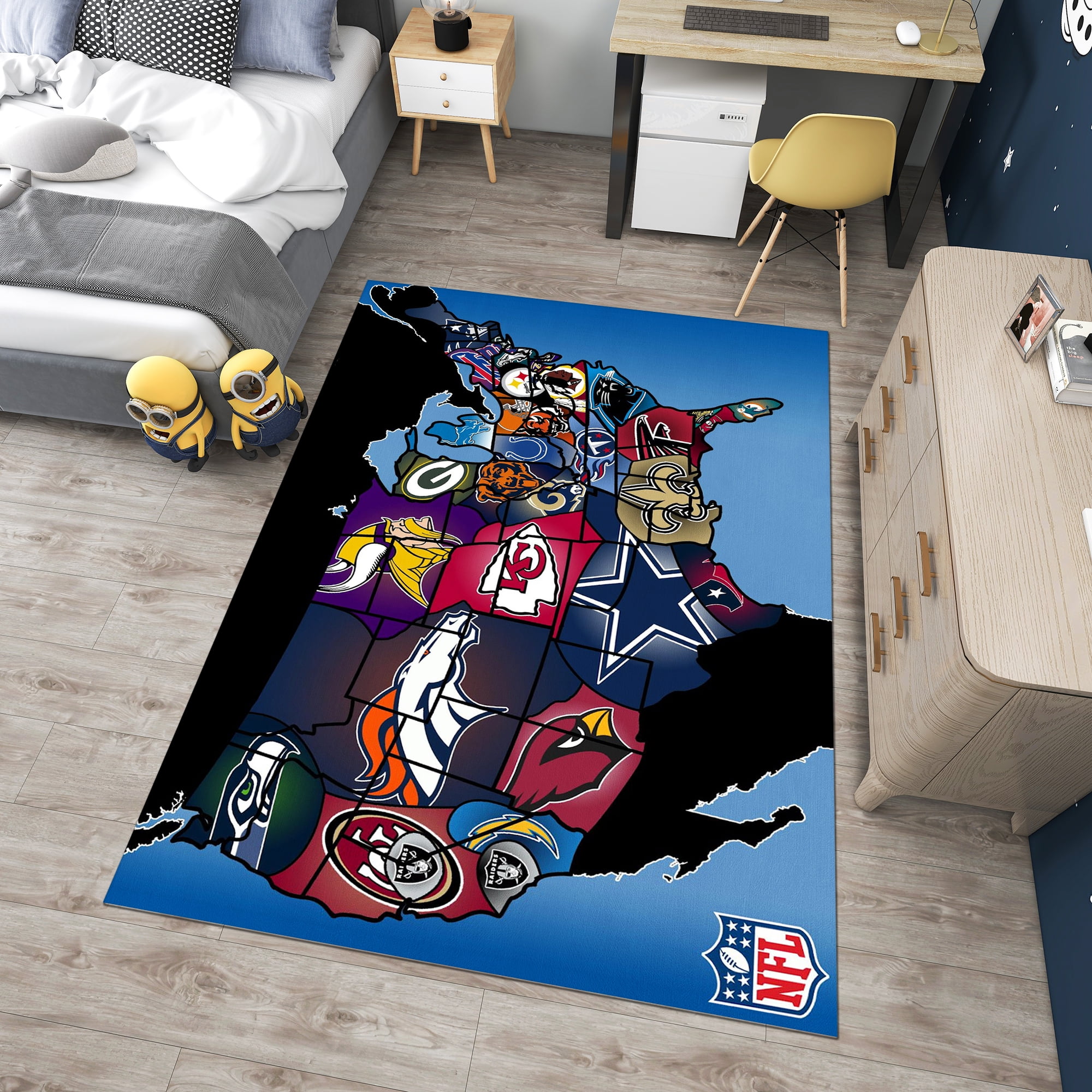 Dreammotif American Football Map Rug, Colorful Modern Area Carpet ...