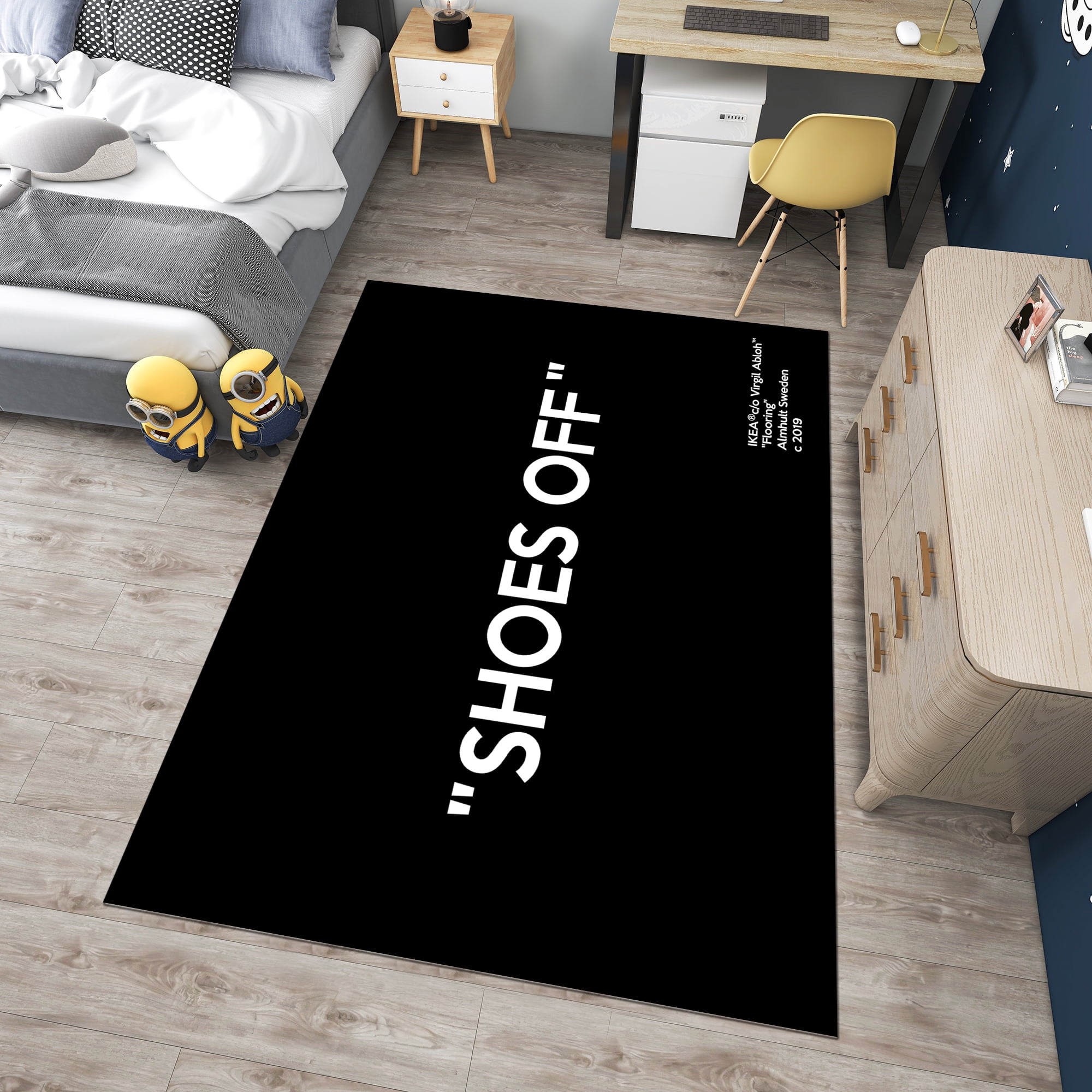 Dreammotif Black Shoes Off Rug, Modern Area Rug For Living Room ...