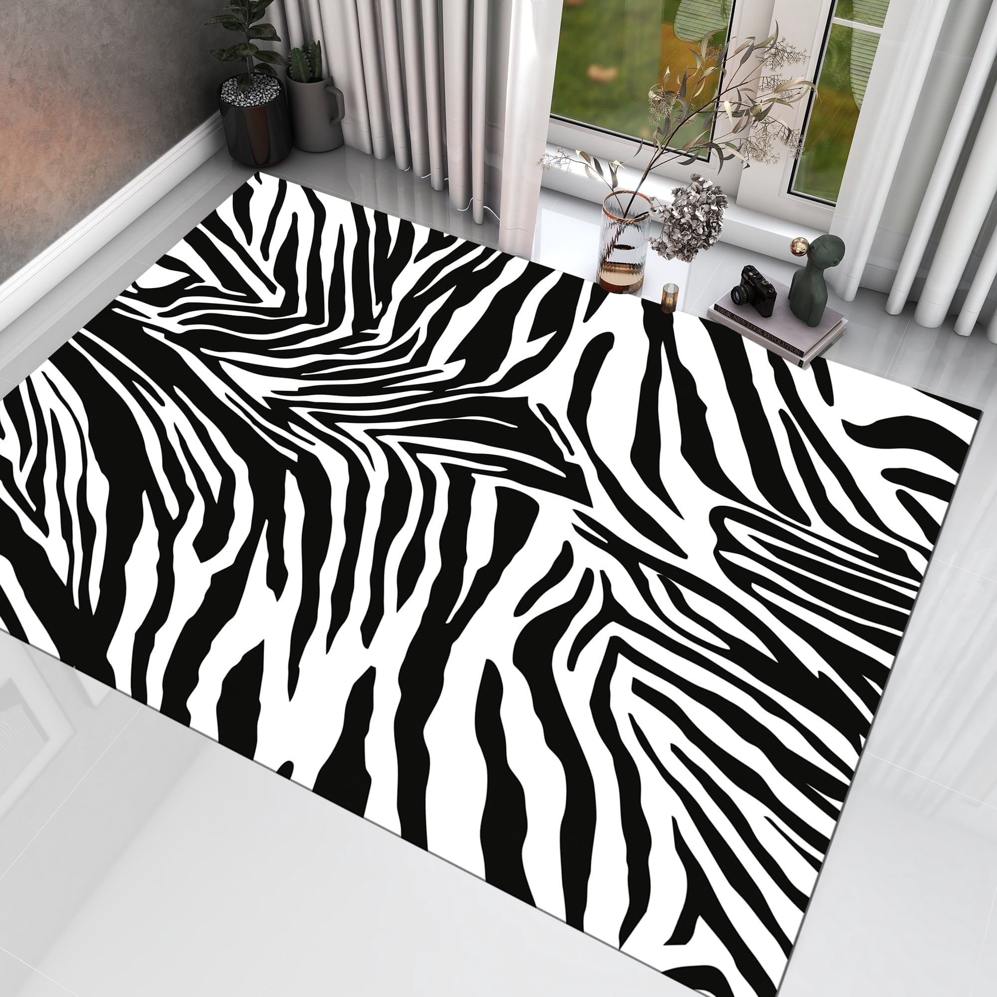 Dreammotif Black Zebra Skin Modern Area Rug for Living Room and Home ...