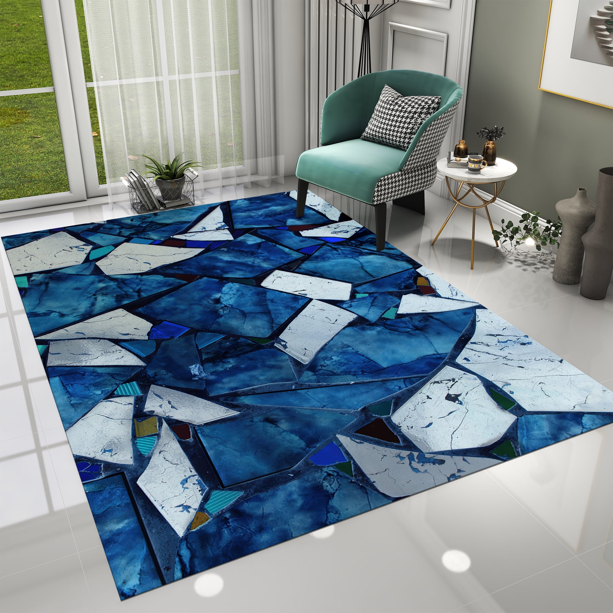Dreammotif Broken Glass Pattern Modern Area Rug for Living Room - 4 x 6 ...