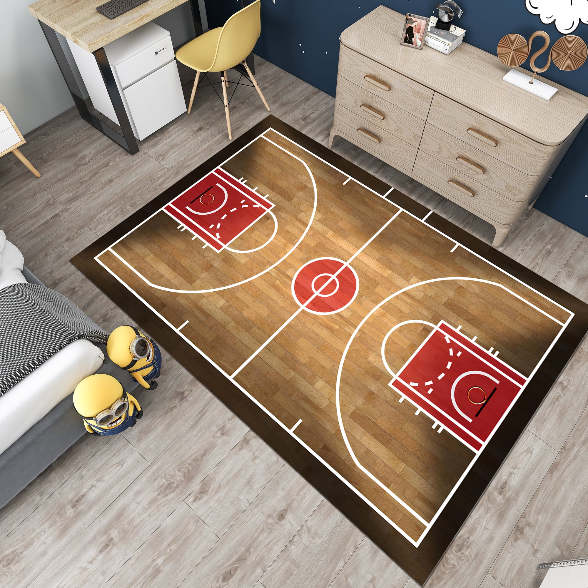 Dreammotif Brown Basketball Court Modern Area Rug for Living Room - 4 x ...