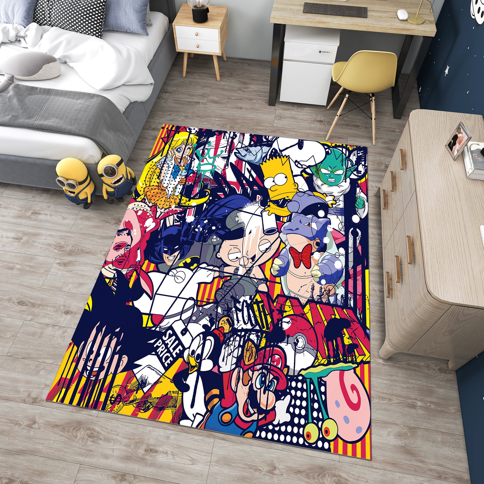 Dreammotif Cartoon Characters Pop Art Rug, Modern Area Rug, Game Room ...