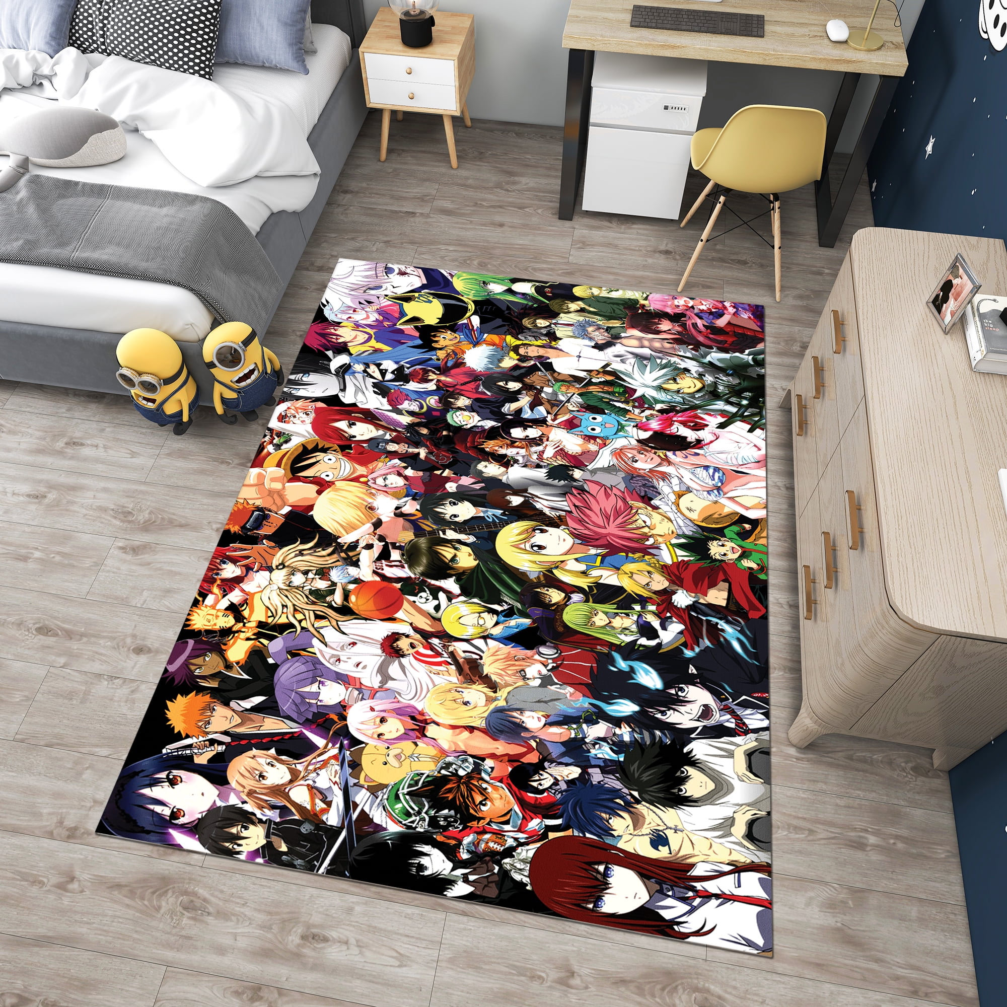 Dreammotif Colorful Anime Characters Area Rug, Modern Living Room Decor ...