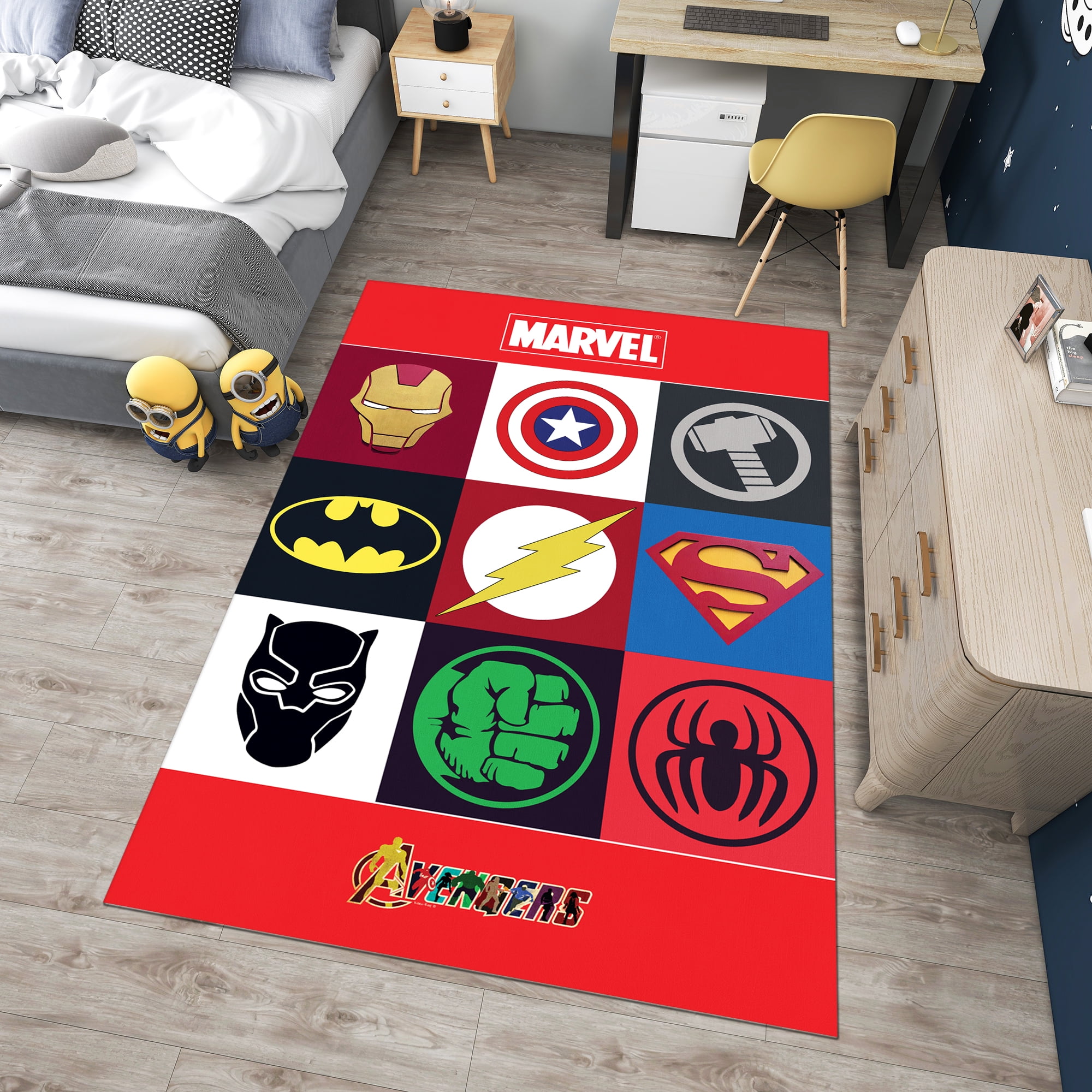 Dreammotif Colorful Avengers Logos Rug, Modern Area Rug For Living Room ...