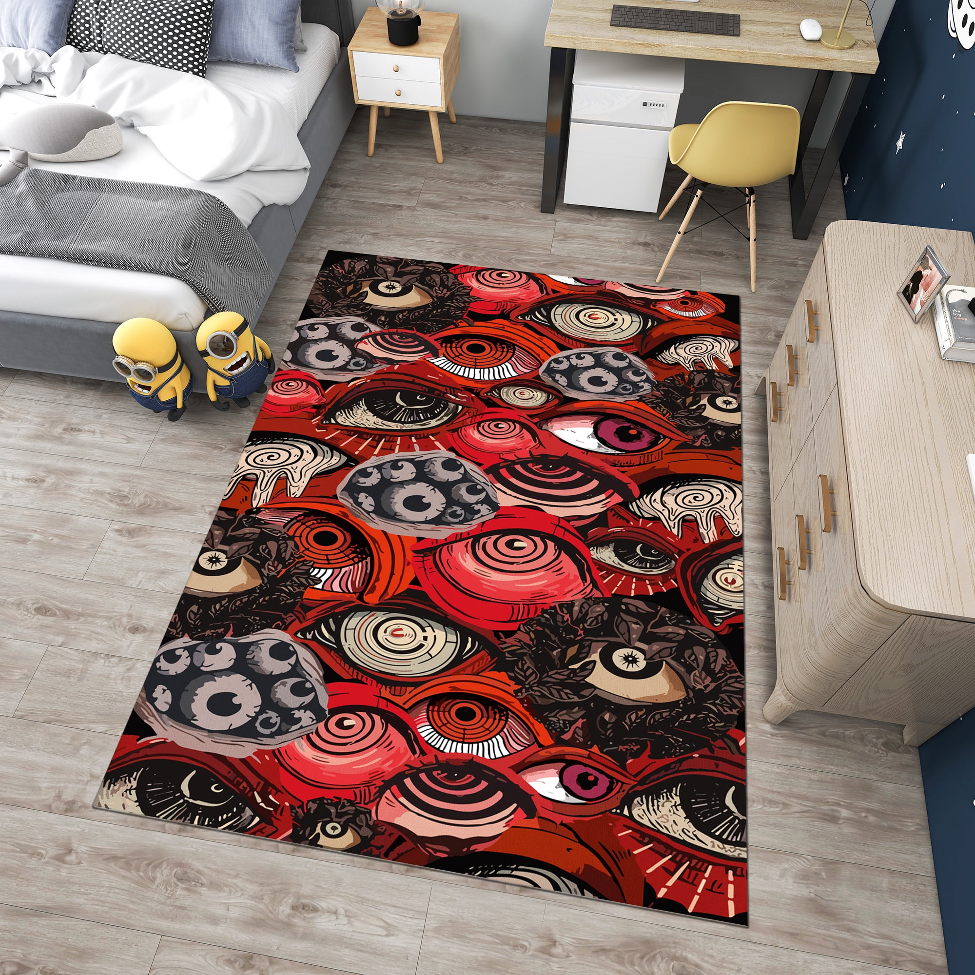 Dreammotif Colorful Modern Rug, Red Eyes Design, Large Area Rugs For ...
