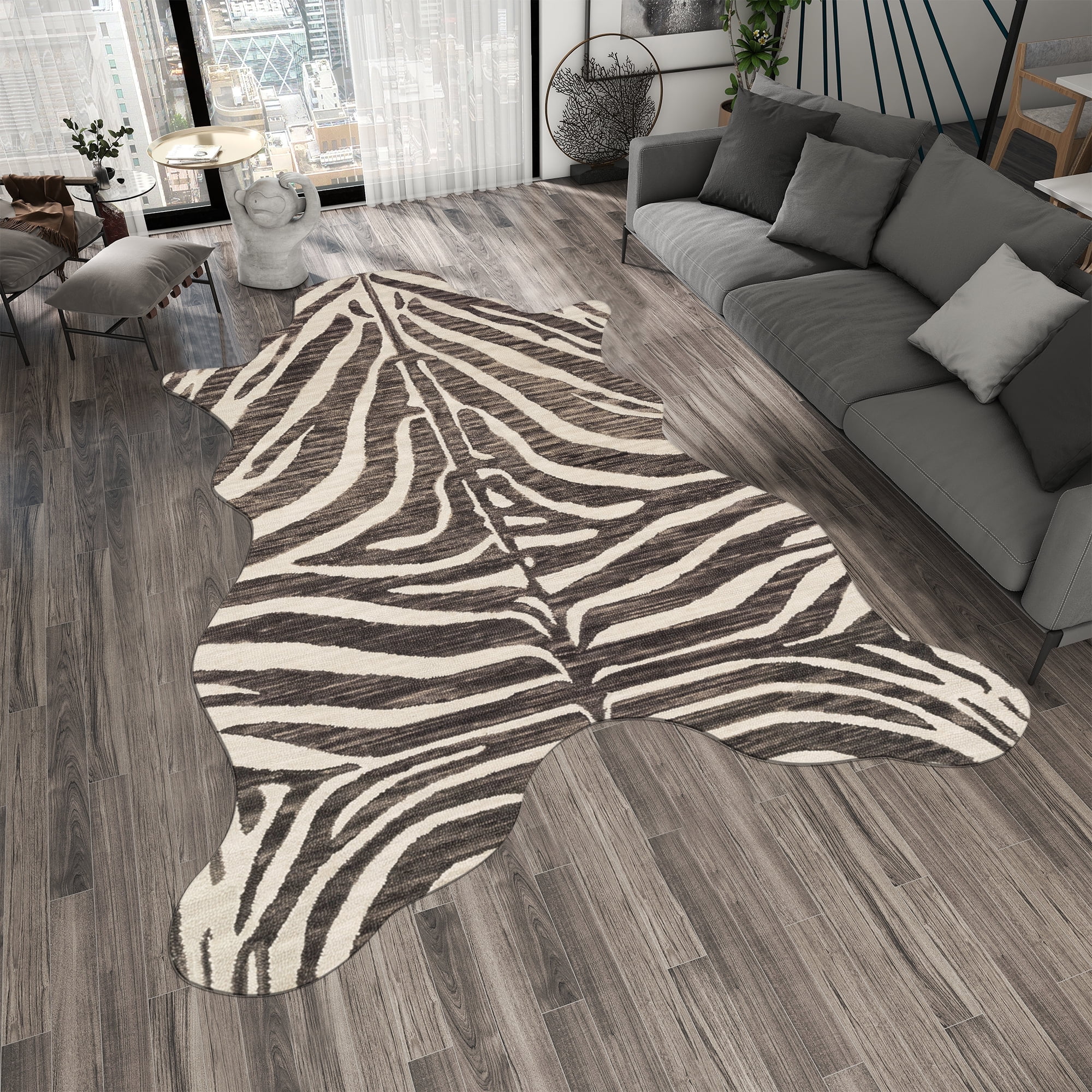 Dreammotif Decoupe Gray Zebra Design Modern Area Rug for Living Room ...