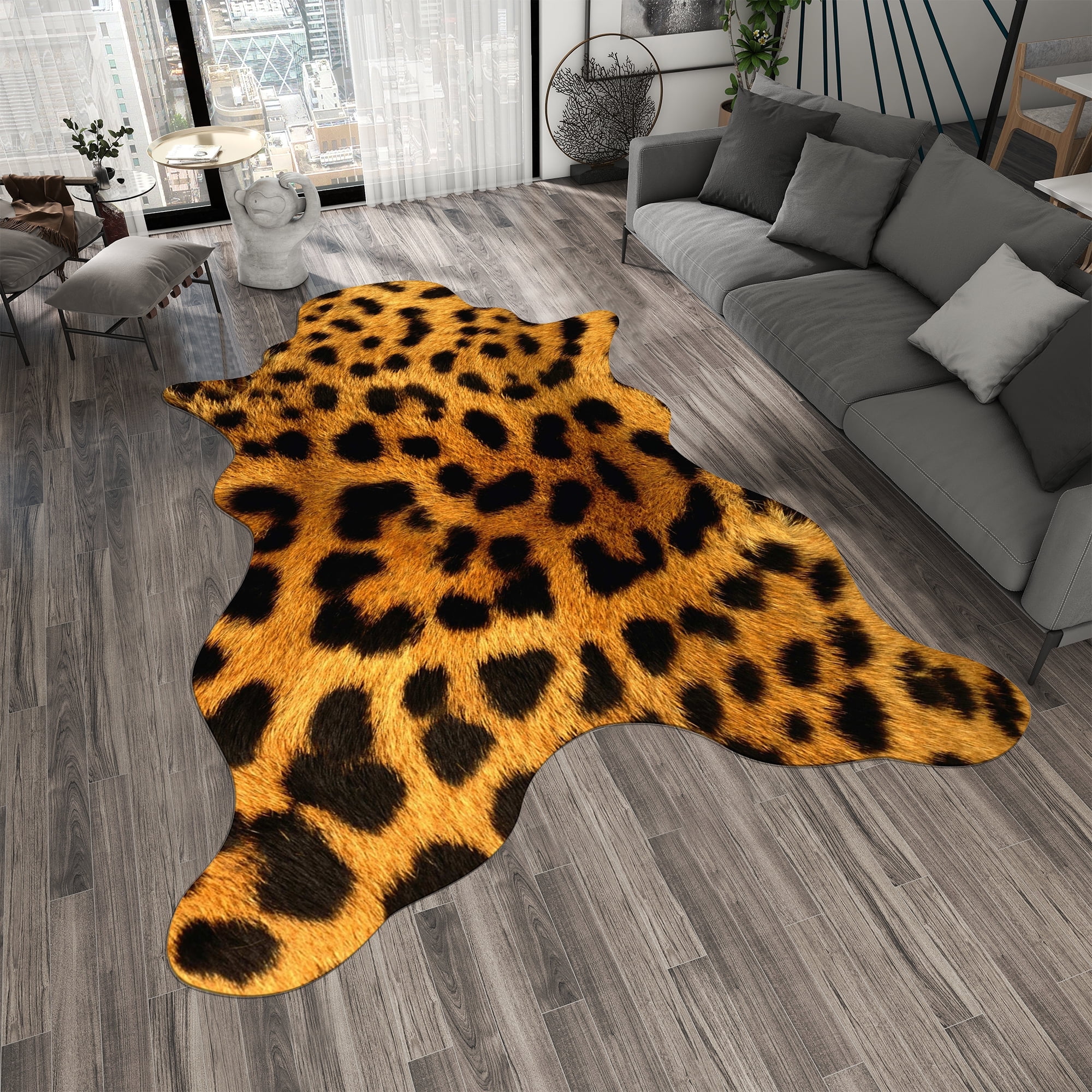 Dreammotif Decoupe Orange Zebra Skin Modern Area Rug for Living Room ...