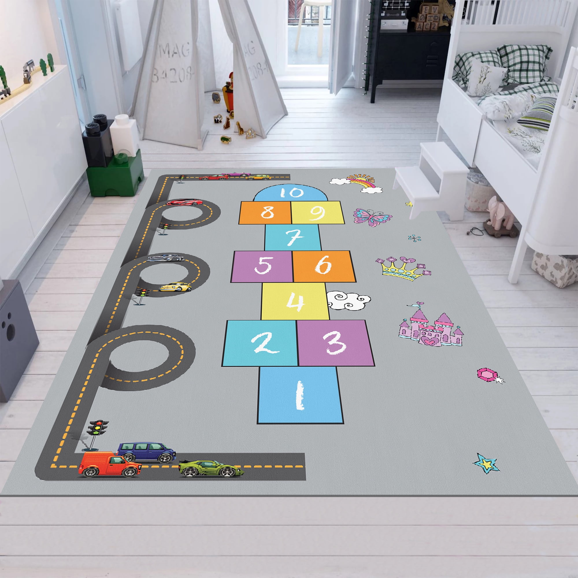 Dreammotif Hopscotch Children's Room Carpet, Educational Carpet Floor ...
