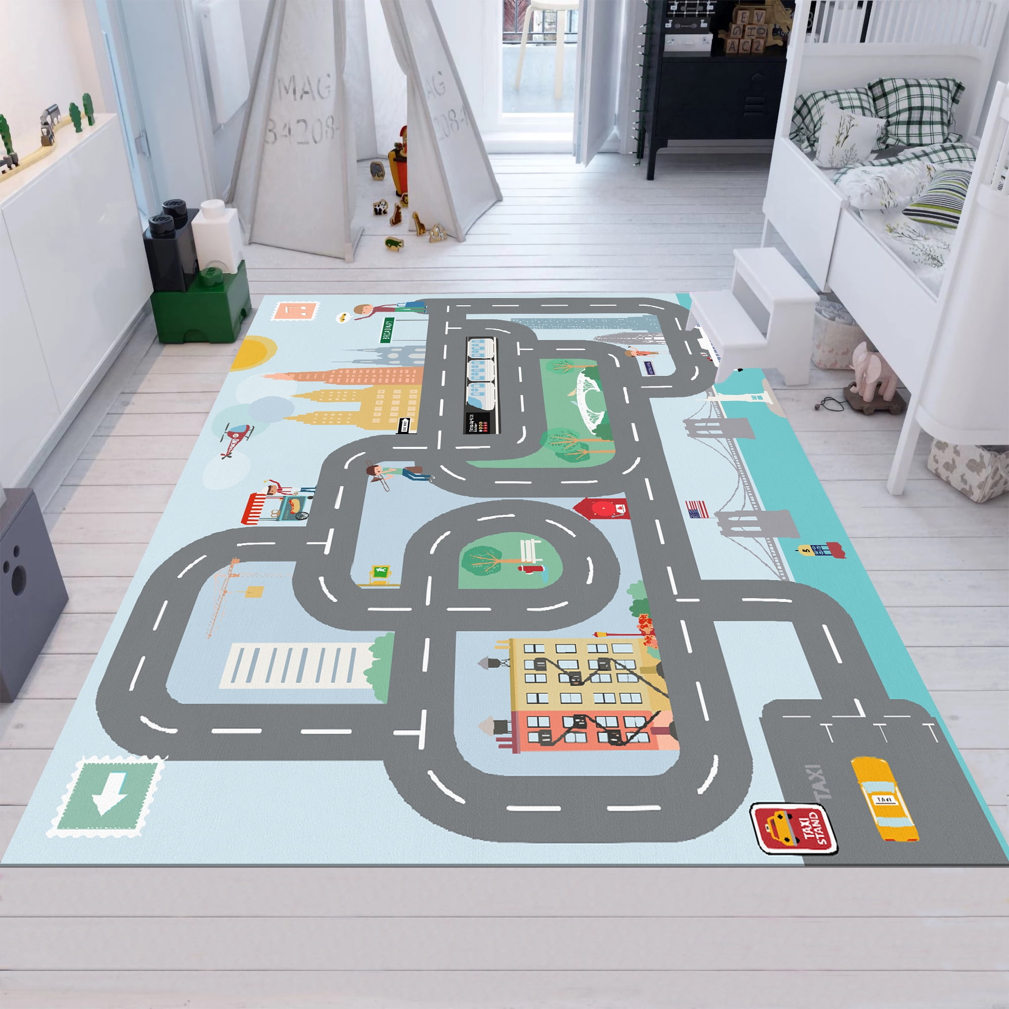 Dreammotif Kids City Map Traffic Rug, Traaffic Racer Mat, Traffic Car ...