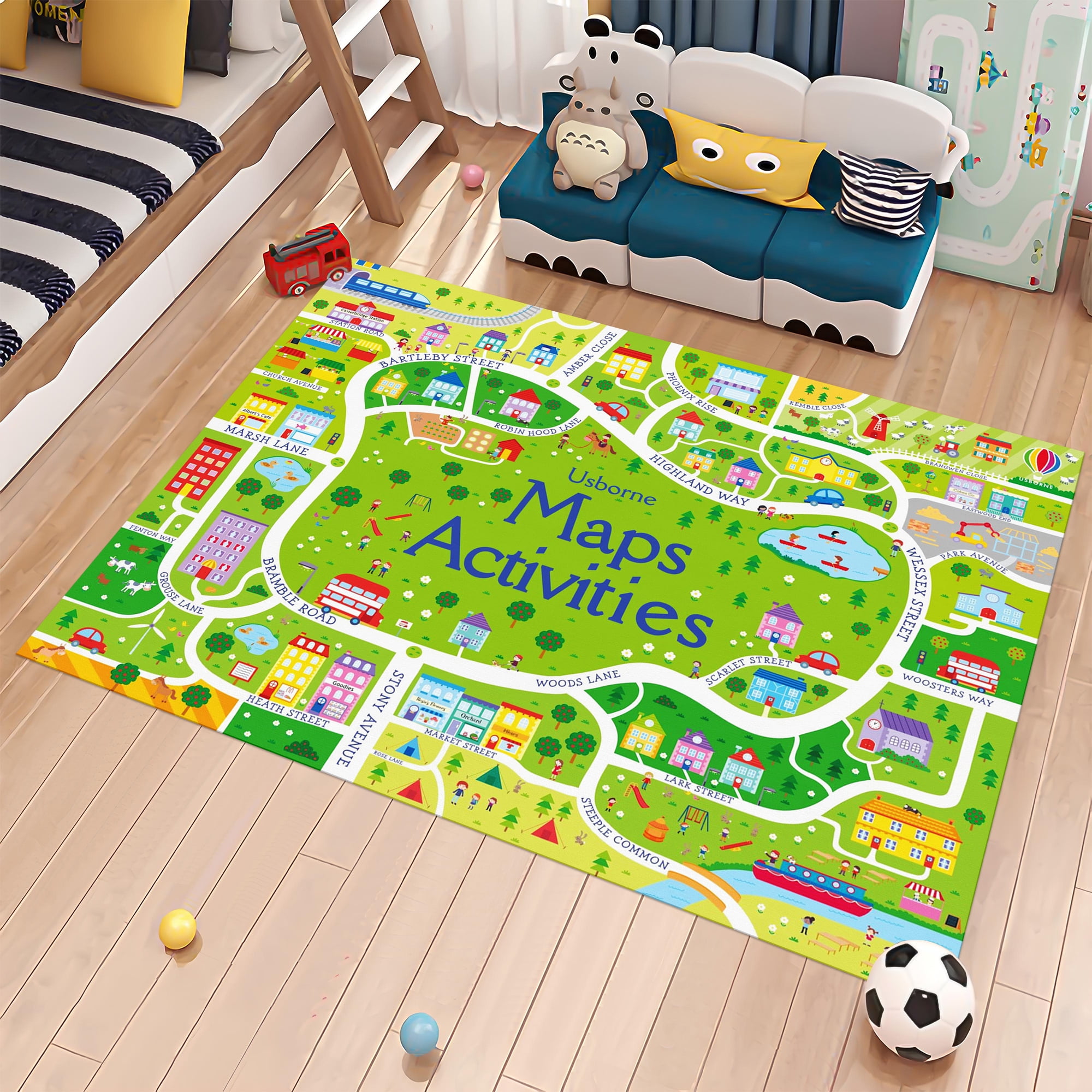 Dreammotif Kids City Map Traffic Rug, Traaffic Racer Mat, Traffic Car ...