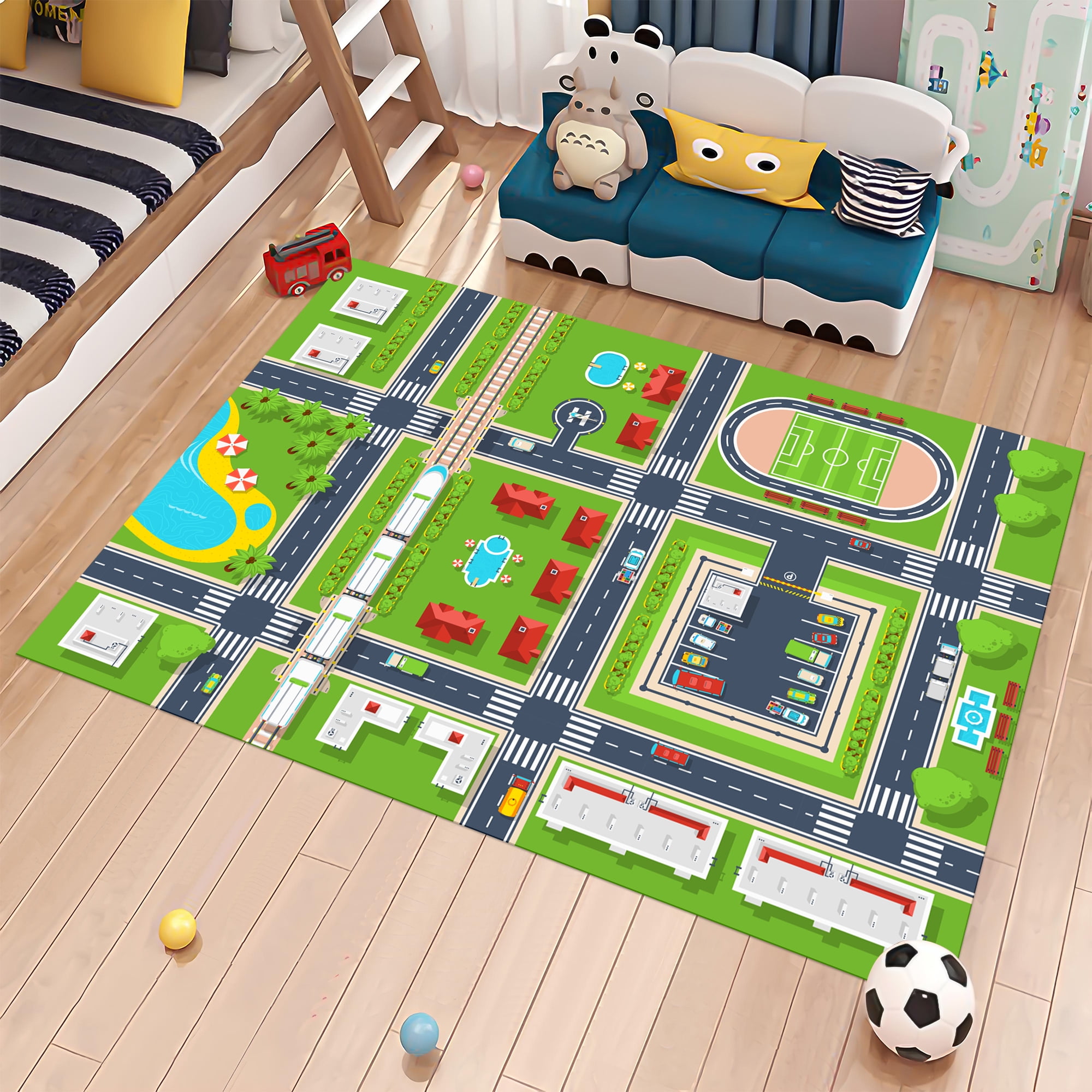 Dreammotif Kids City Map Traffic Rug, Traaffic Racer Mat, Traffic Car ...