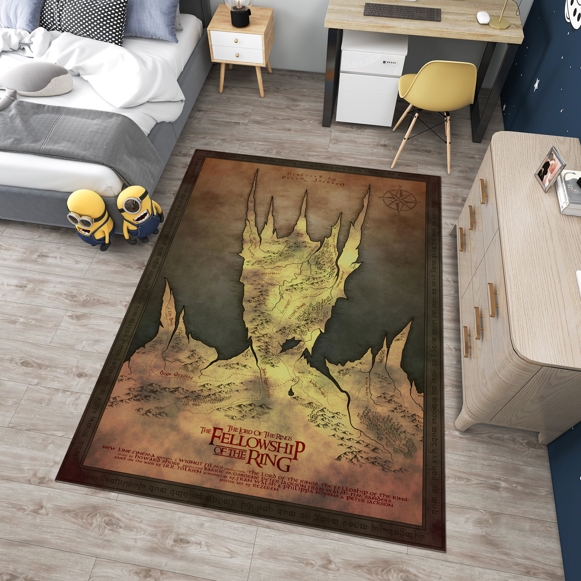 Dreammotif LOTR Map Rug, Modern Area Rug, Game Room Decor, Bedroom ...