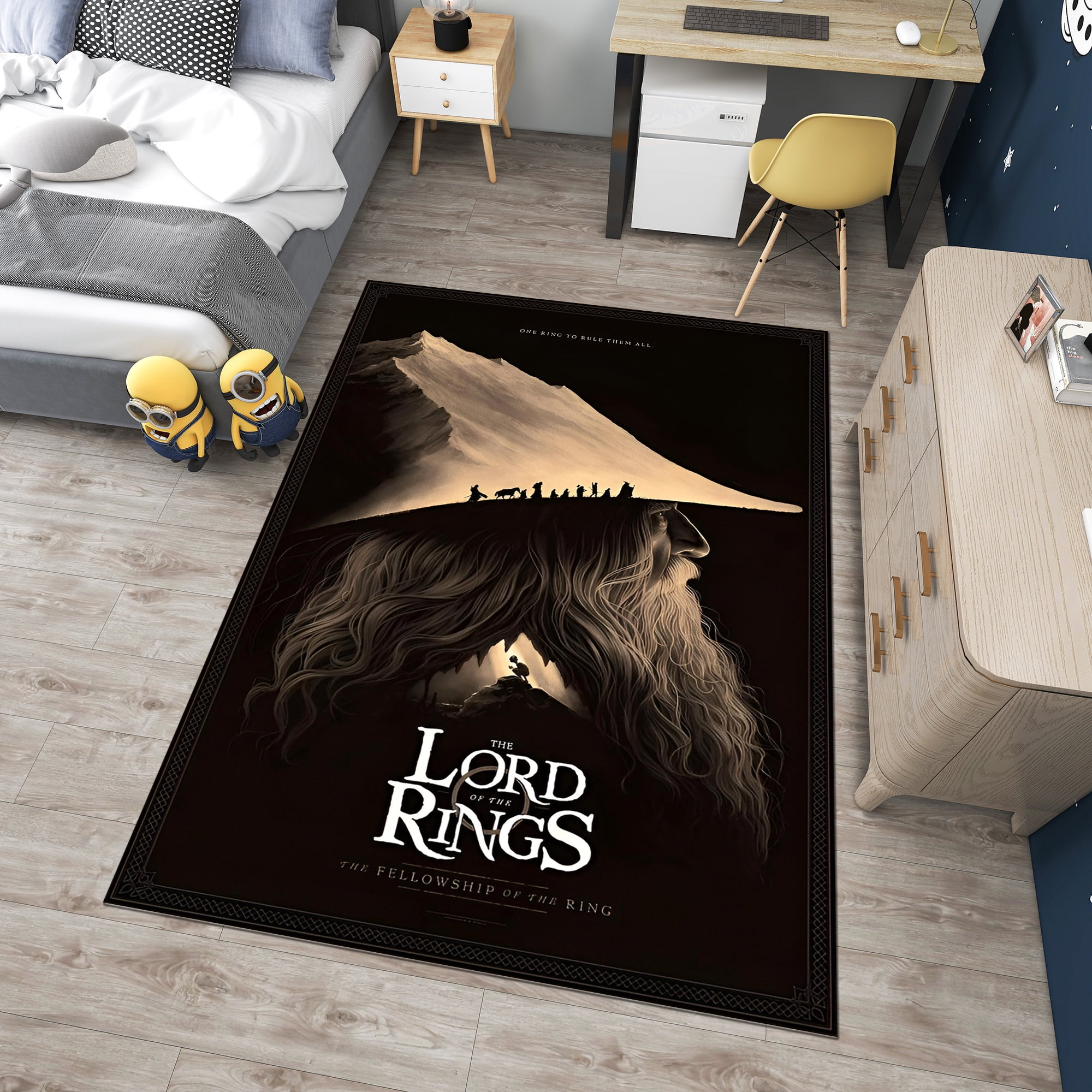 Dreammotif Lord Of The Rings Rug, Black Modern Area Rug, Game Room ...
