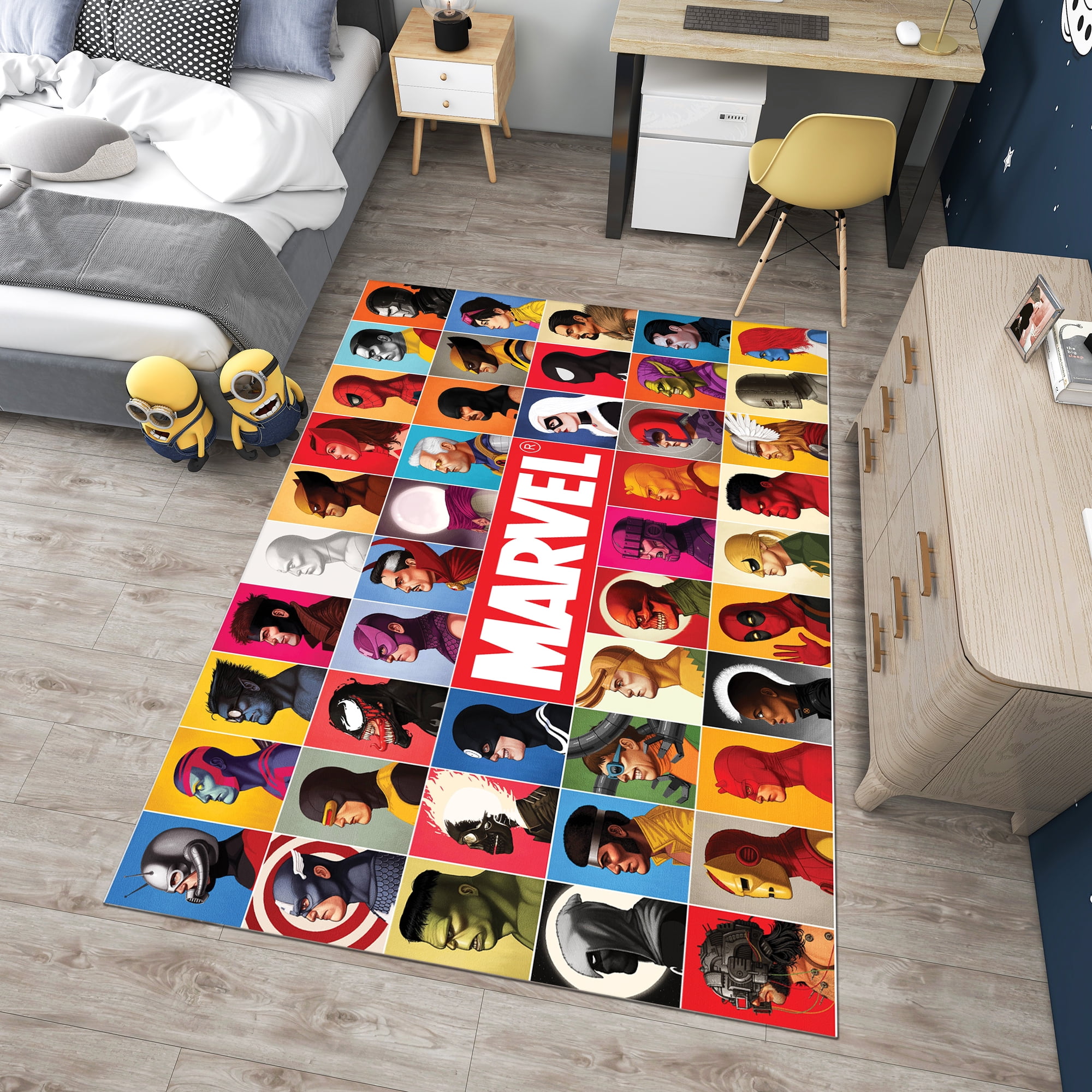 Dreammotif Marvel Characters Area Rug, Game Room Decor, Bedroom, Living ...