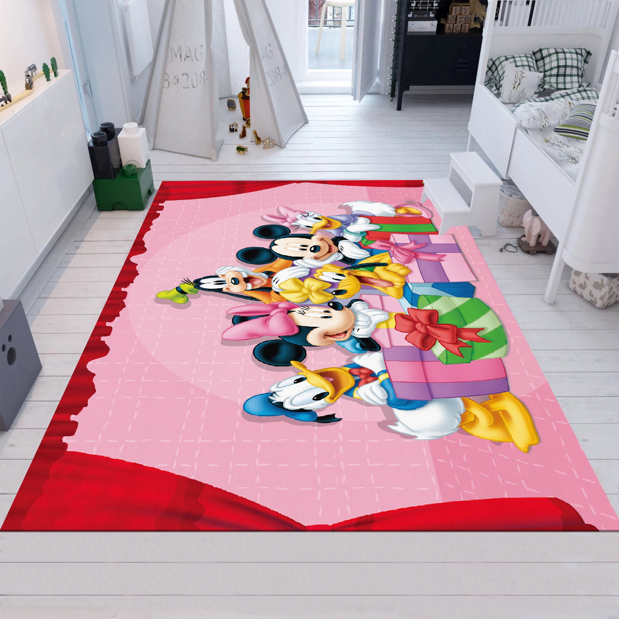 Dreammotif Mickey and Mini Mouse Themed Rug - Anti Allergic Machine ...