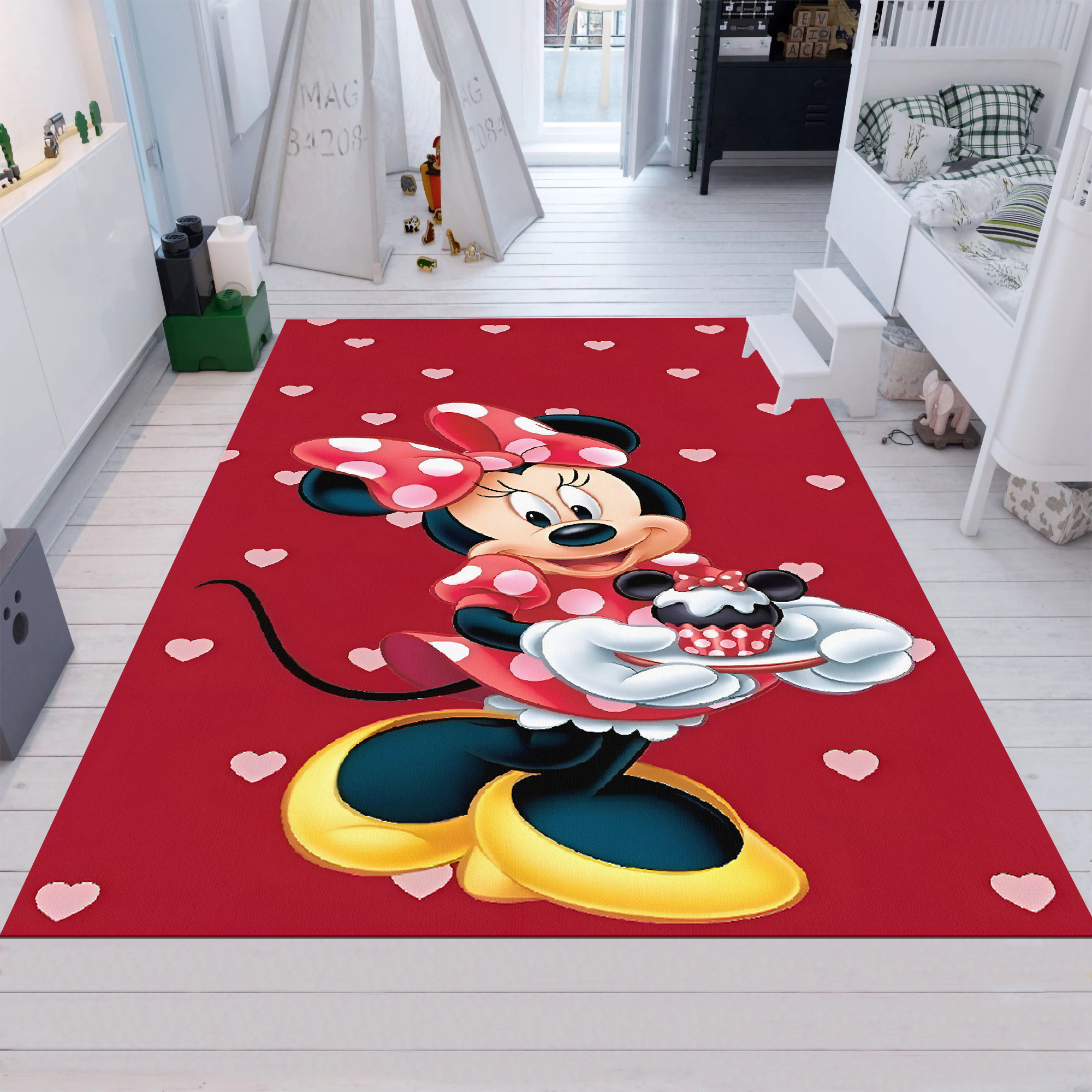 Dreammotif Minnie Mouse Inspired Rug - Red Color, High Quality, Soft ...