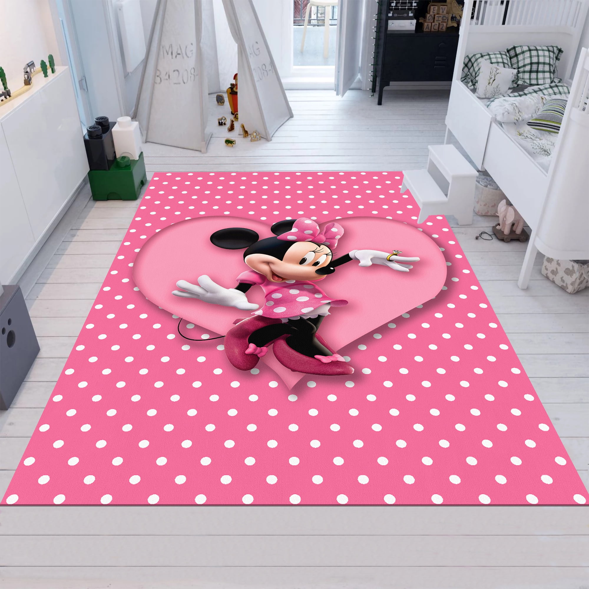 Dreammotif Minnie Mouse Rug,Nursery Rug, Pink Rug, Minimalist Rug ...