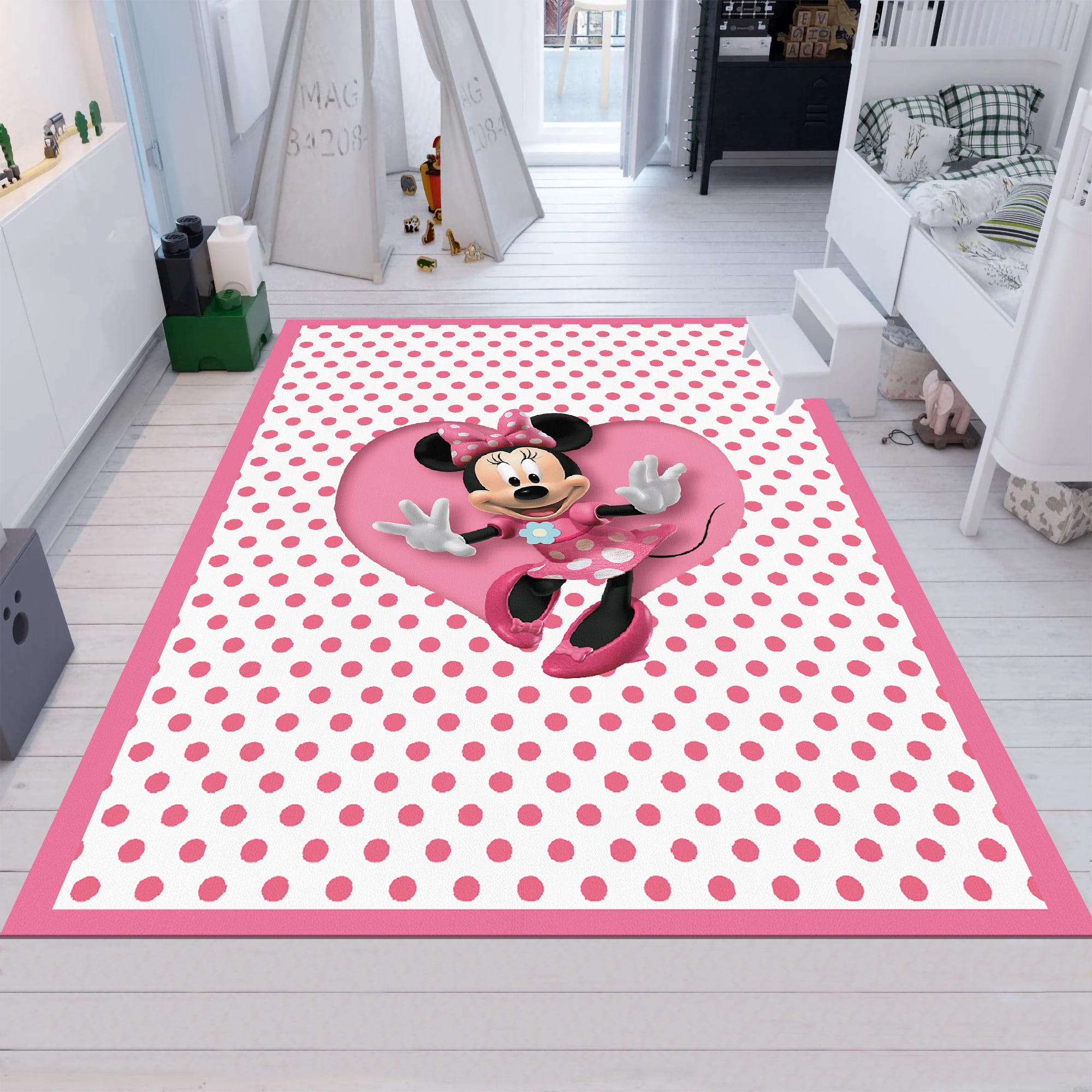 Dreammotif Minnie Mouse Rug,Pink Rug, Kids Room Rug,Baby Room Decor ...